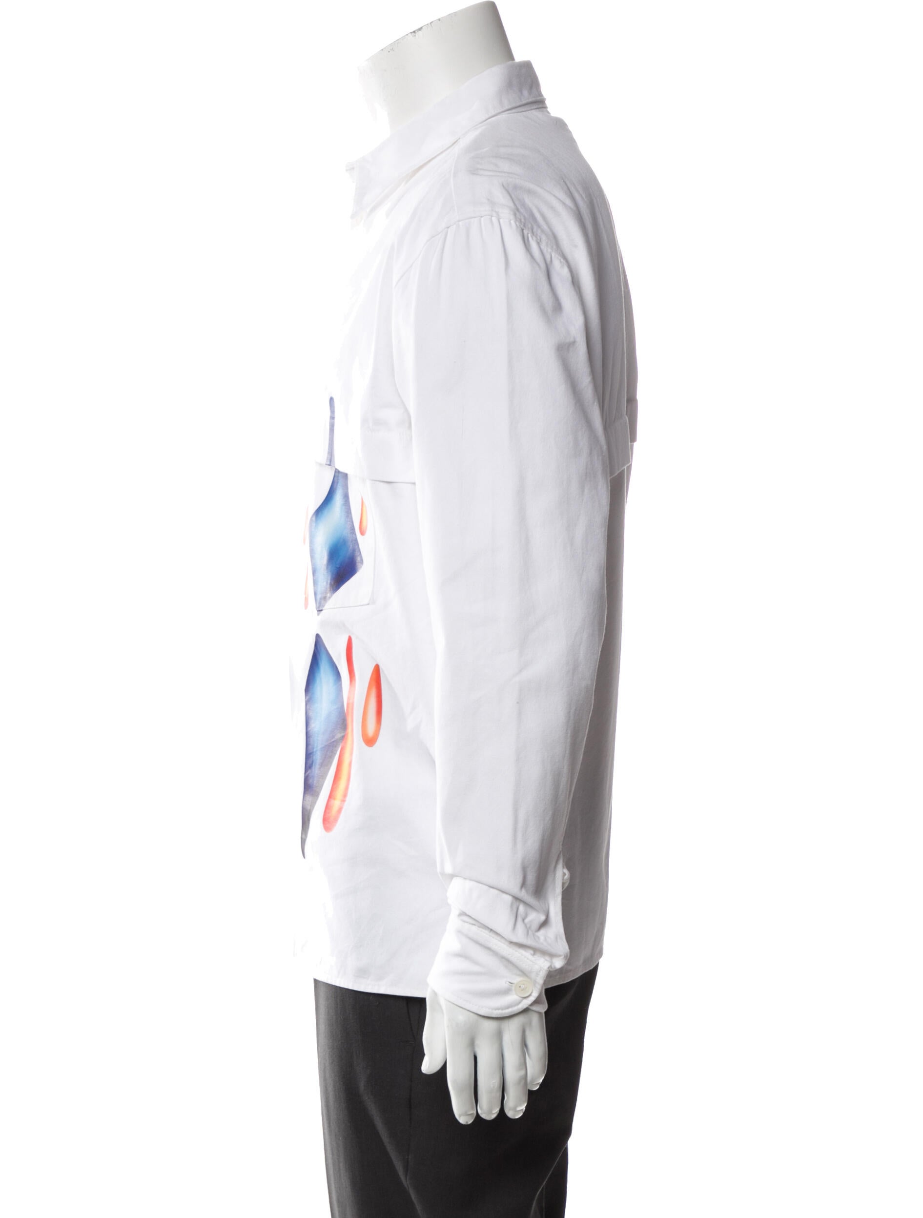 Rochambeau Graphic Print Long Sleeve Shirt - White Casual Shirts ...