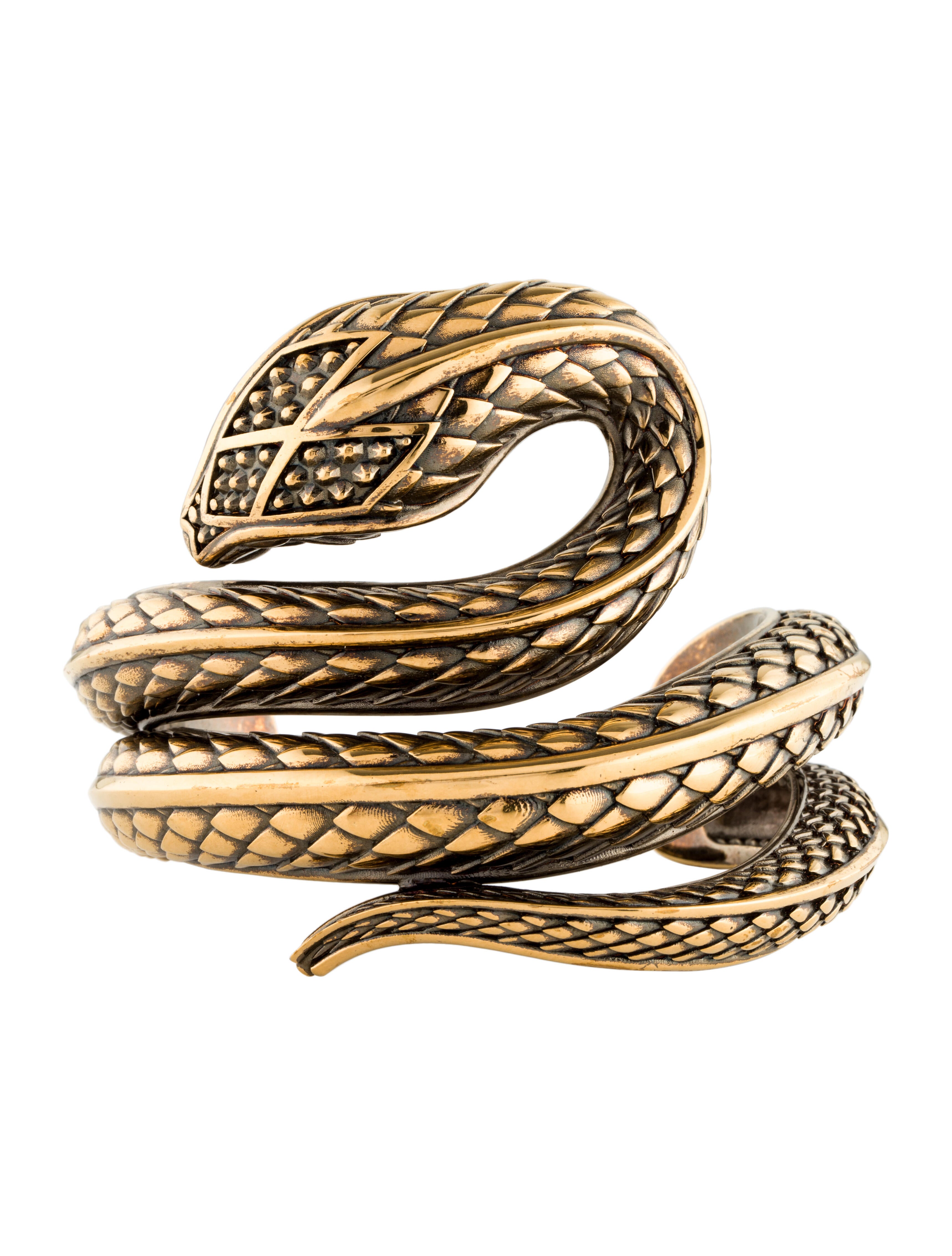 Roberto Cavalli Crystal & Enamel Snake Cuff - Gold-Tone Metal Cuff ...