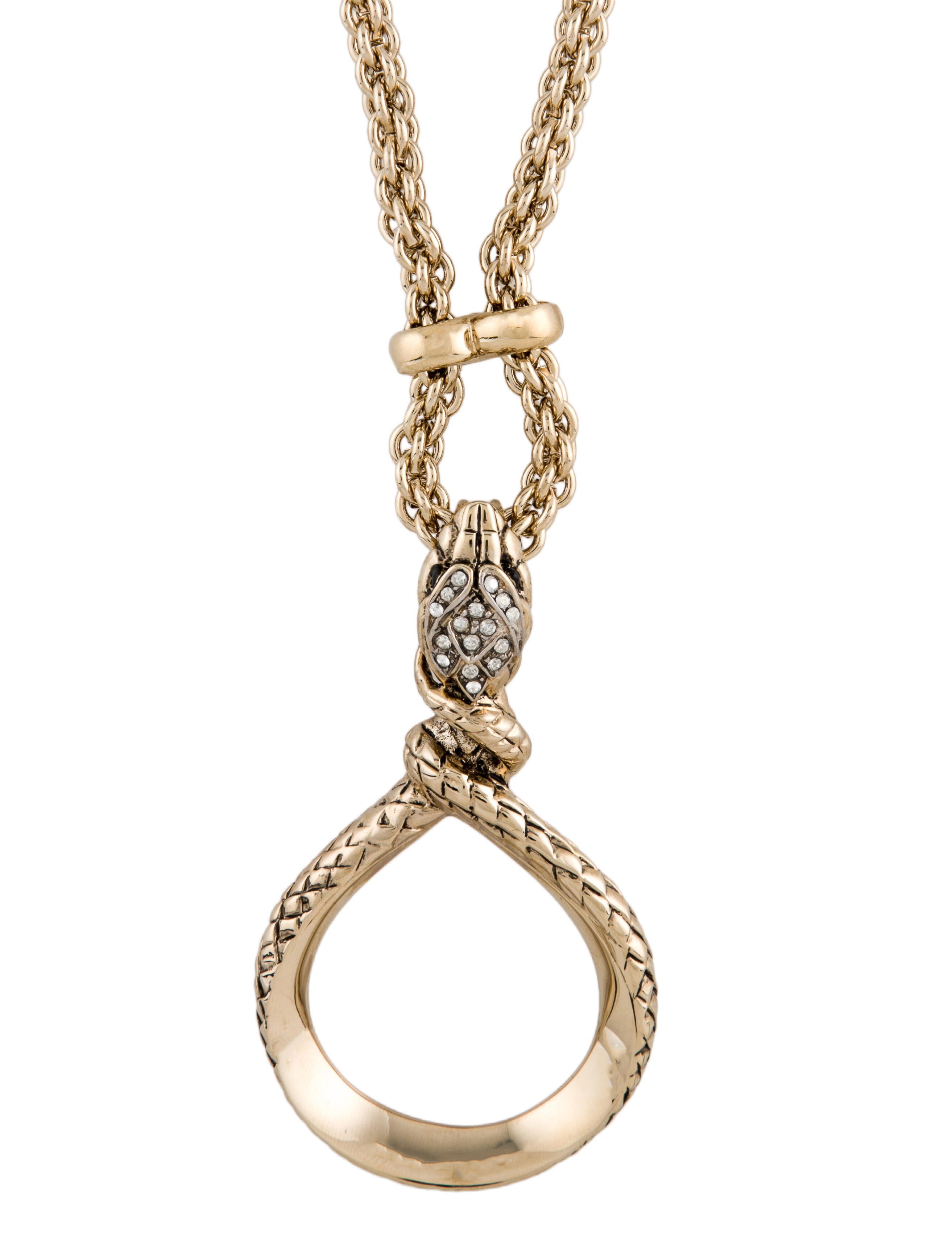 Roberto Cavalli Crystal Snake Pendant Necklace - Gold-Tone Metal ...