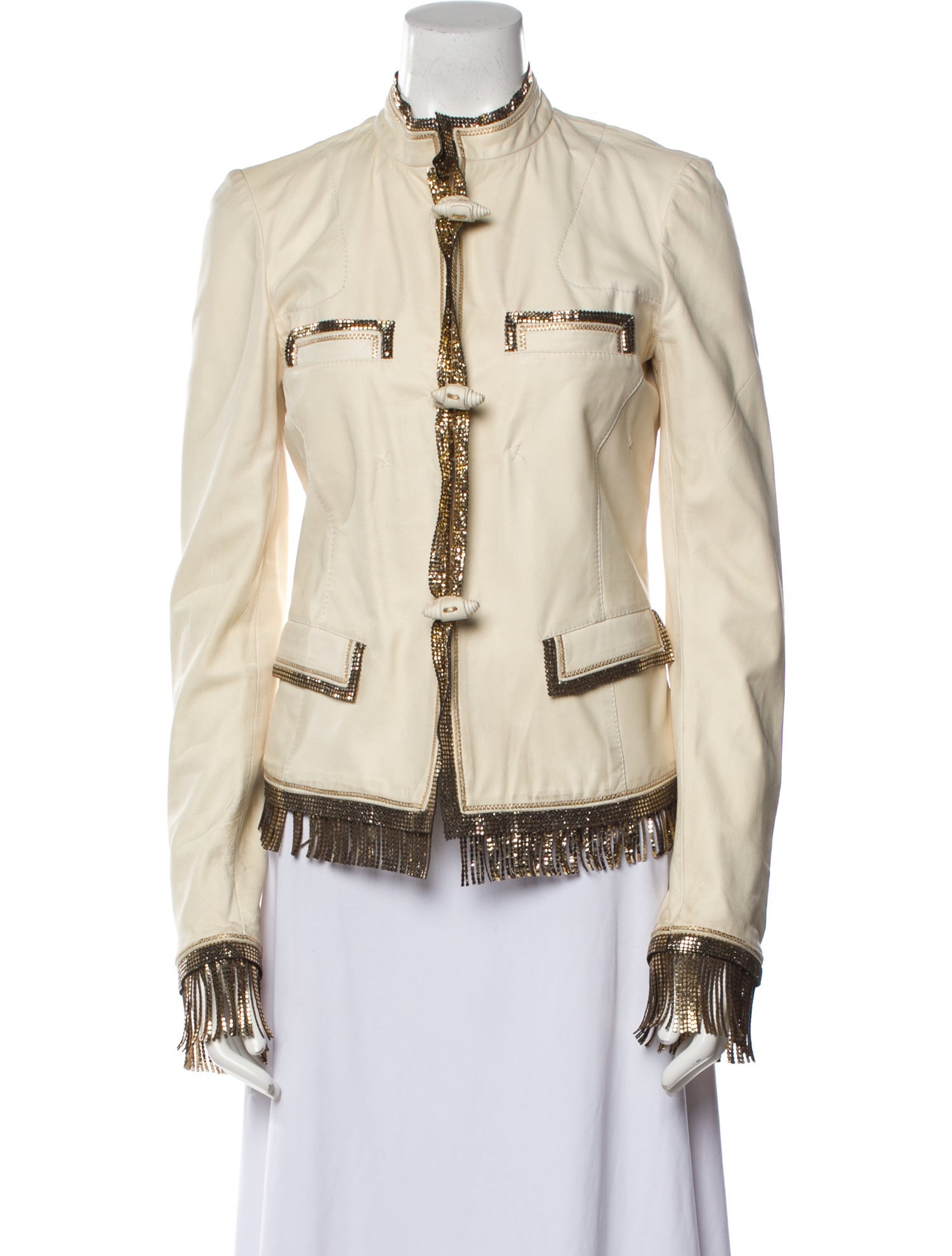 Roberto Cavalli Leather Utility Jacket - Neutrals Jackets, Clothing ...