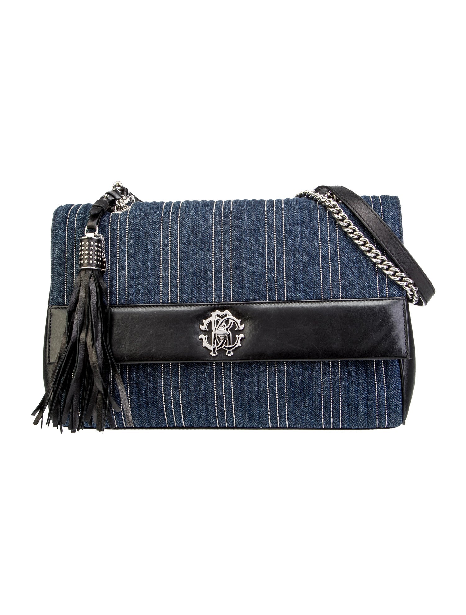 Roberto Cavalli Denim Beaded Shoulder Bag - Blue Shoulder Bags ...