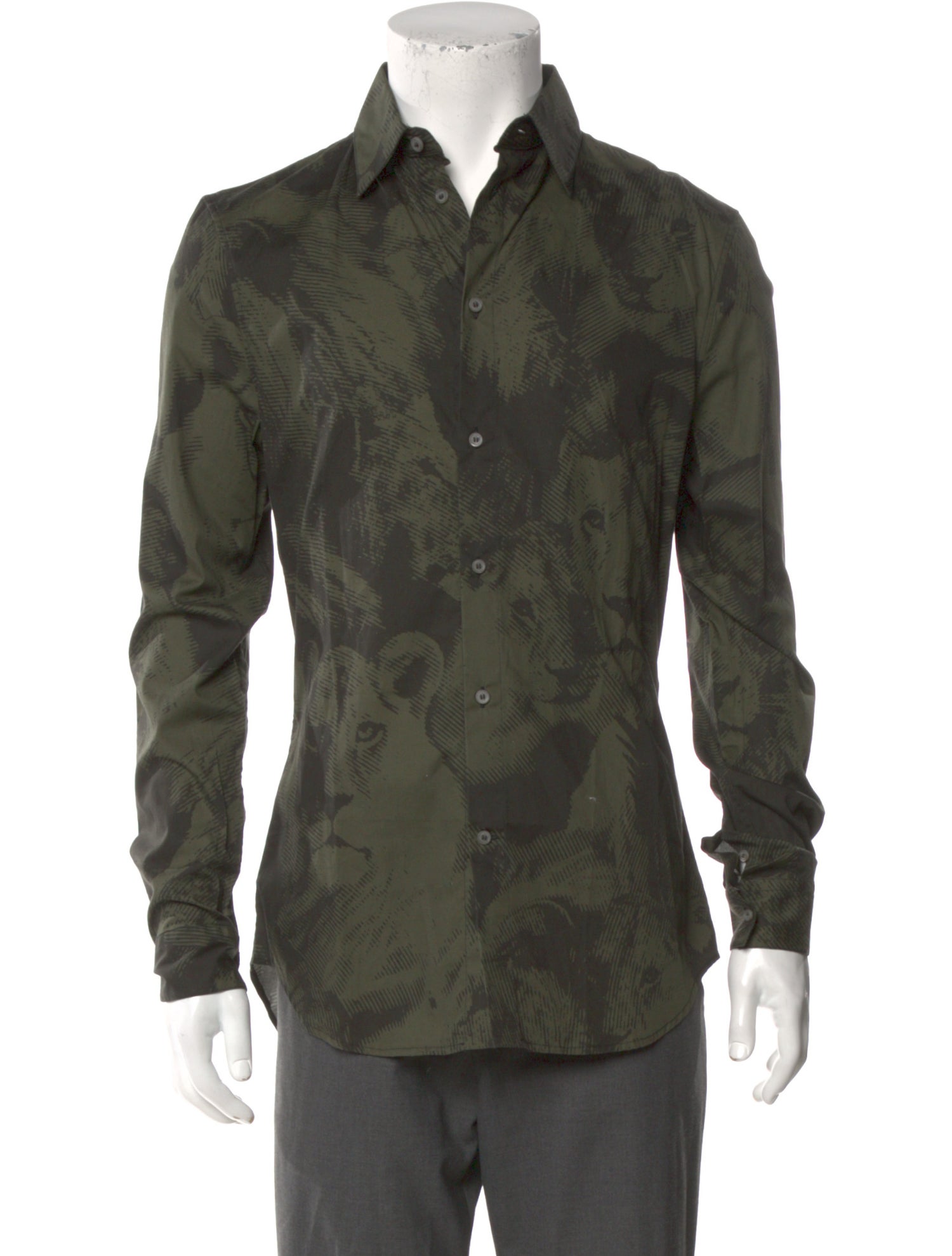 Roberto Cavalli Printed Long Sleeve Shirt w/ Tags - Green Dress Shirts ...