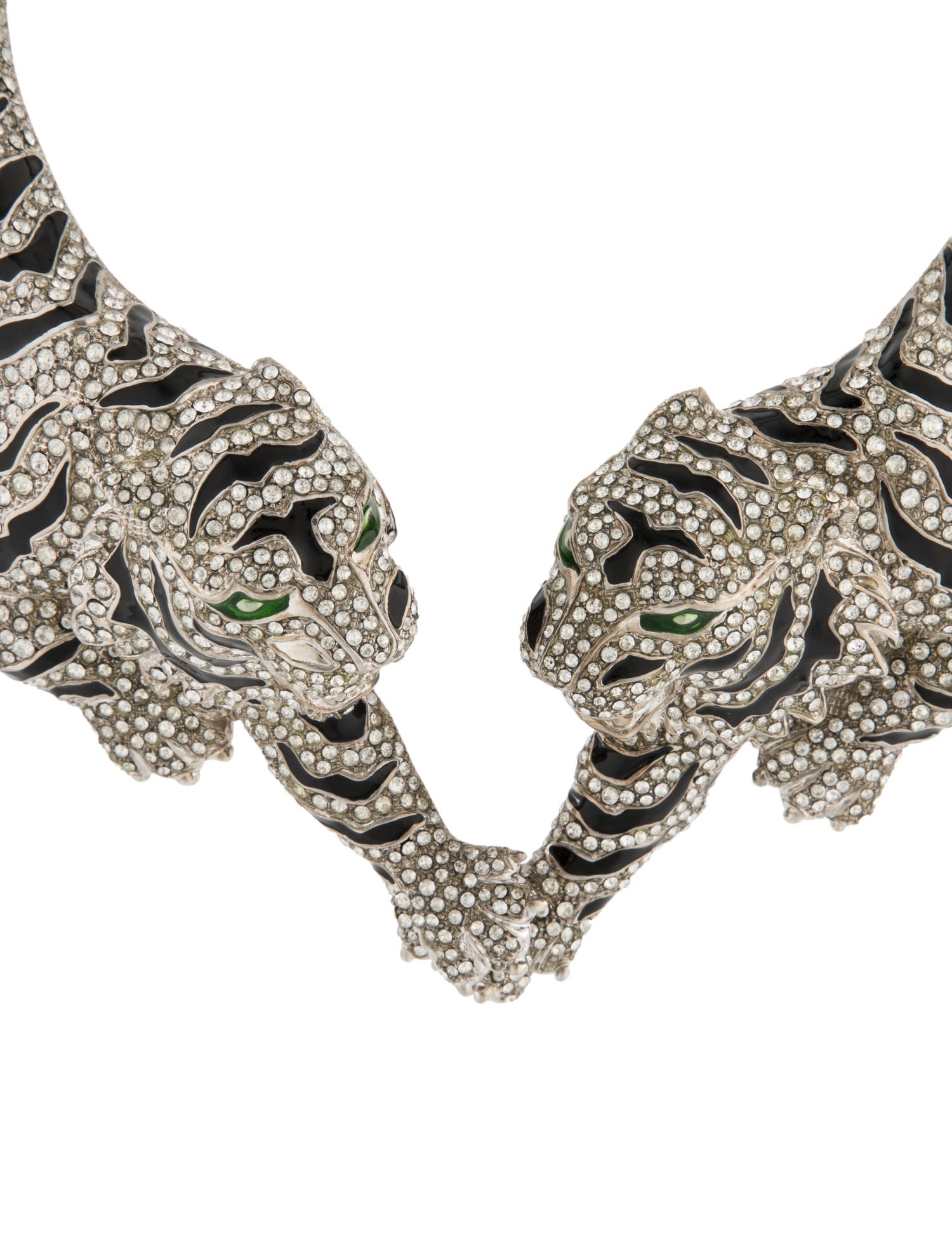 Roberto Cavalli Enamel & Crystal Tiger Collar Necklace - Black Collar ...