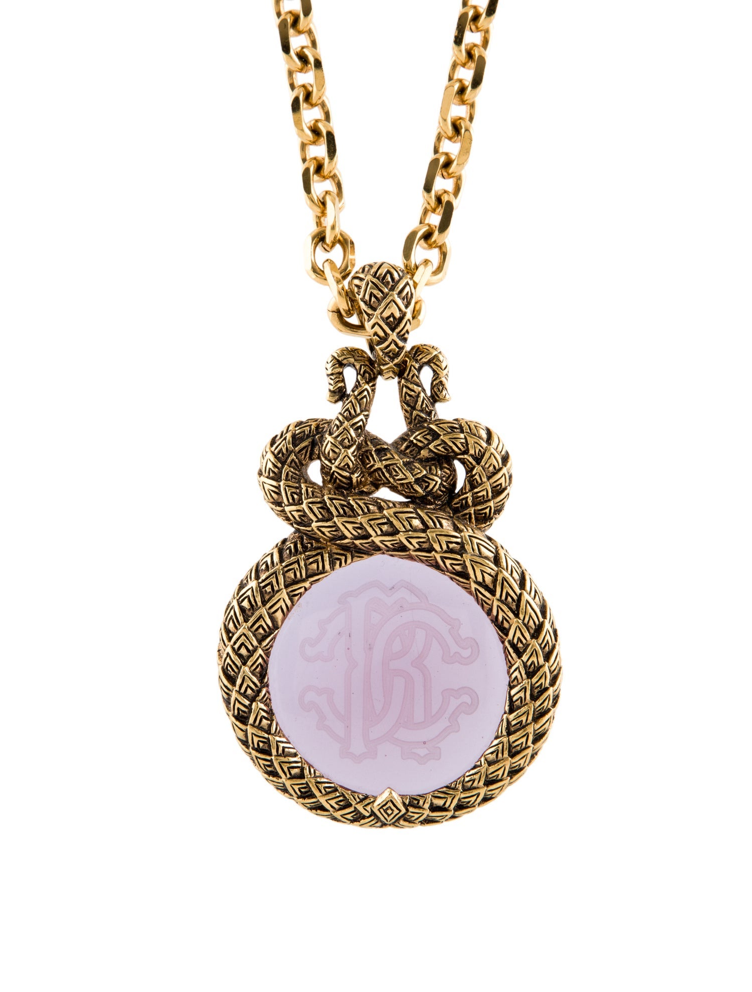 Roberto Cavalli Snake Glass Pendant Necklace - Gold-Tone Metal Pendant ...