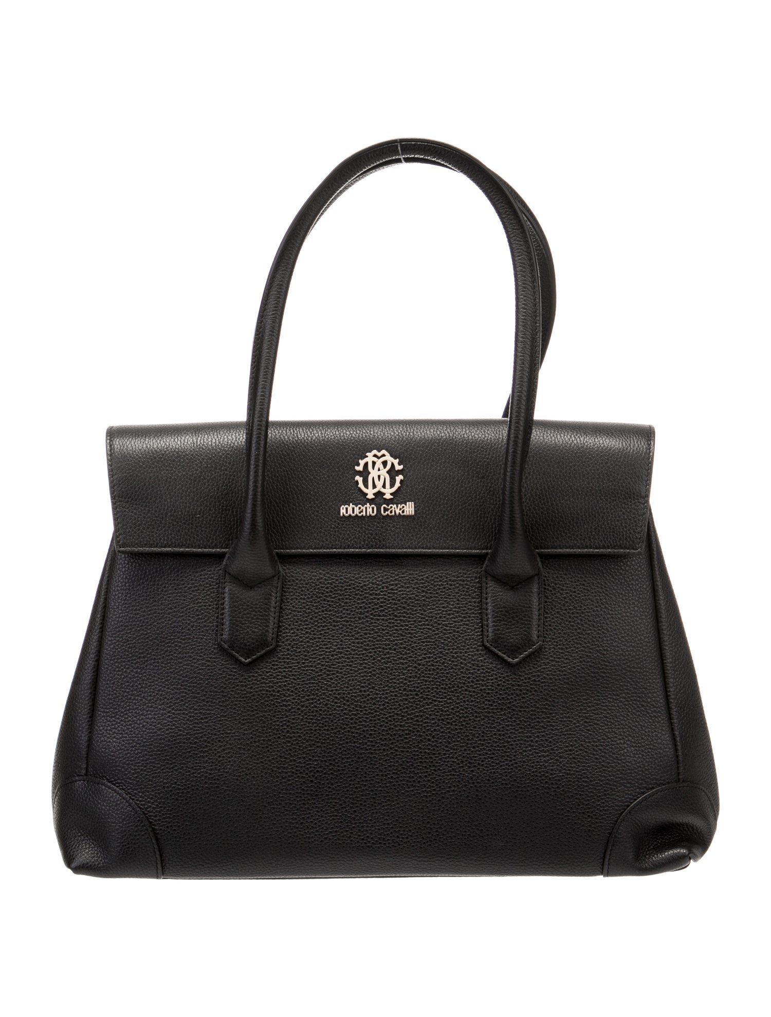 Roberto Cavalli Grained Leather Handle Bag - Black Handle Bags ...