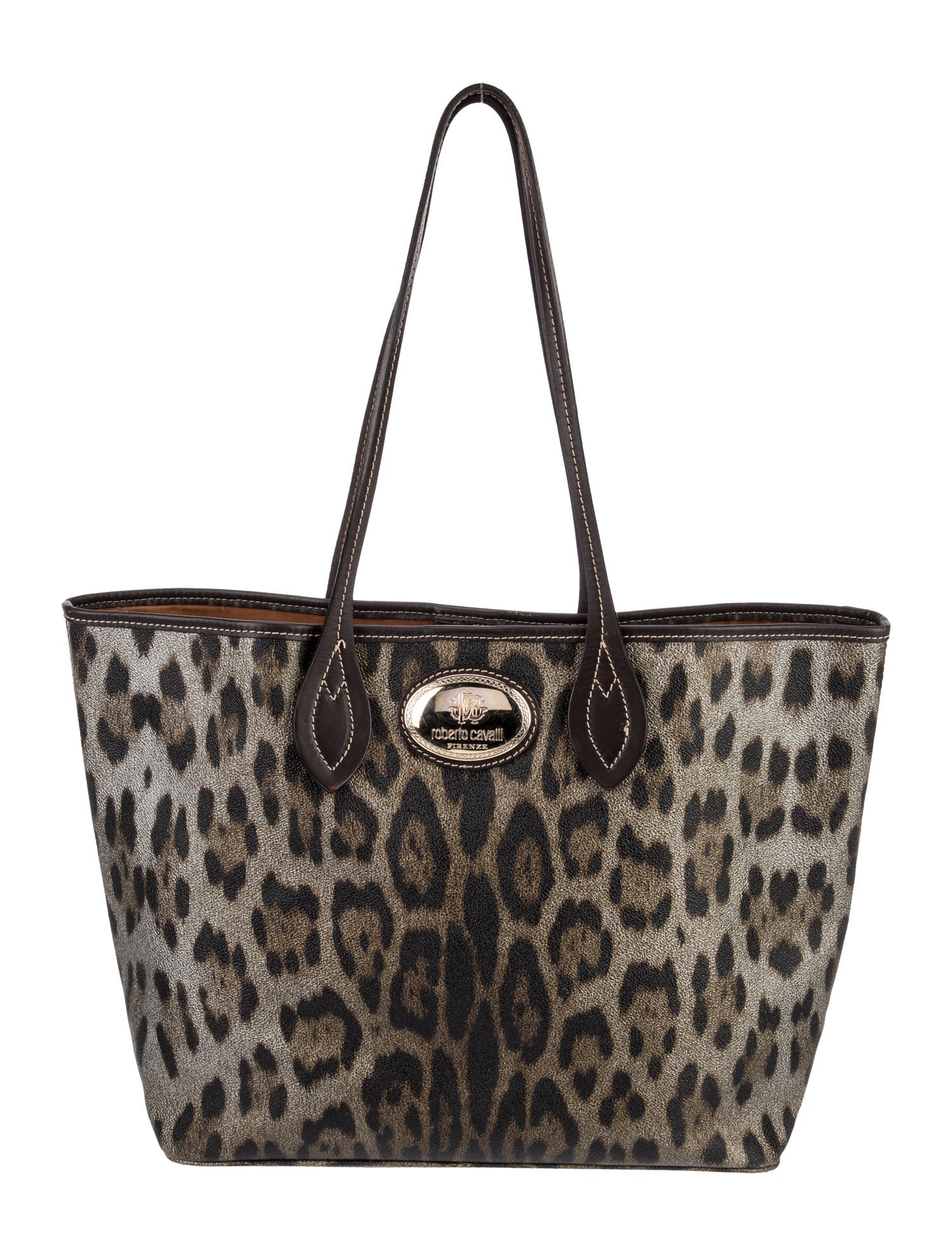 Roberto Cavalli Animal Print Coated Canvas Tote Bag - Brown Totes ...