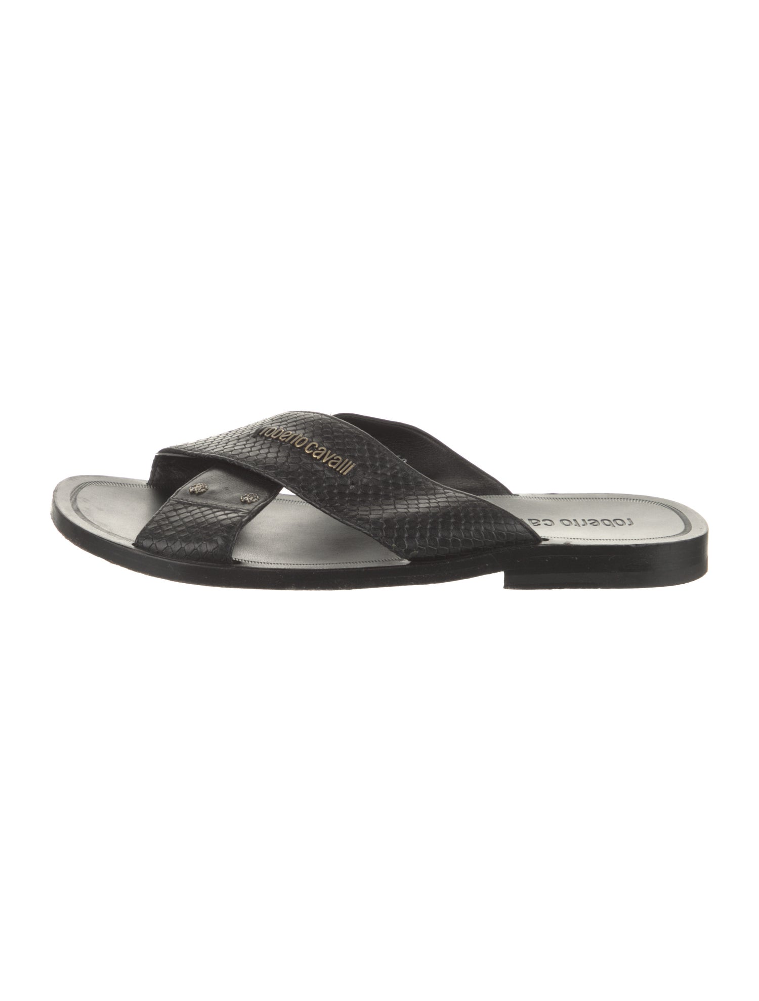 Roberto Cavalli Slides - Black Sandals, Shoes - ROB138642 | The RealReal