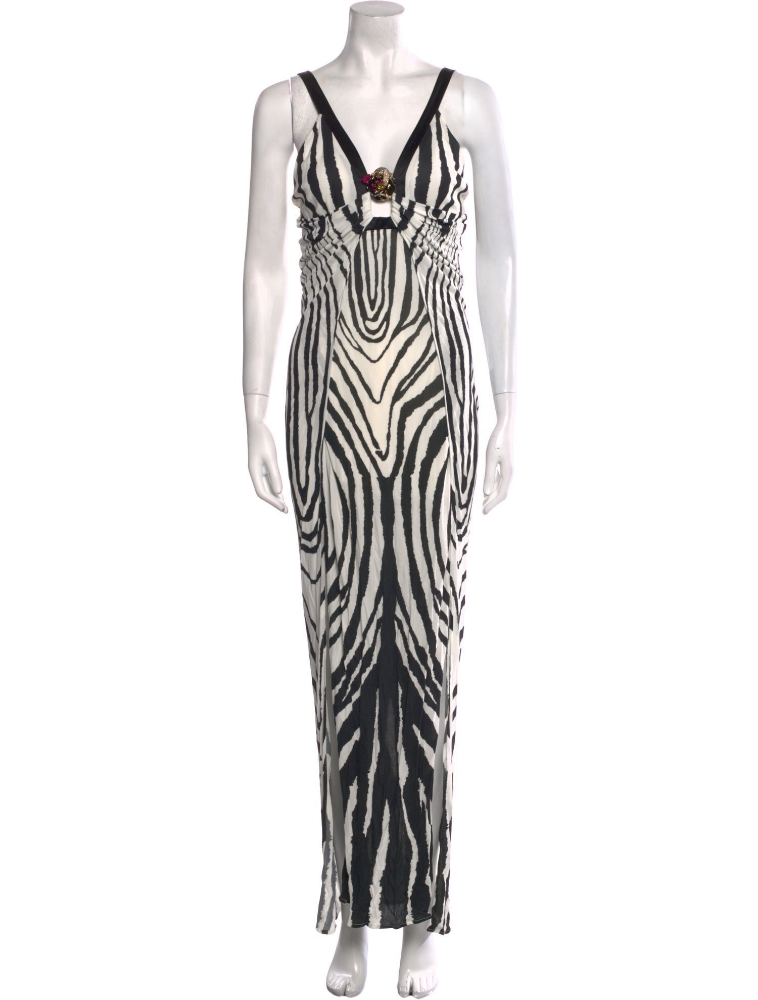 Roberto Cavalli Animal Print Long Dress - Black Dresses, Clothing ...