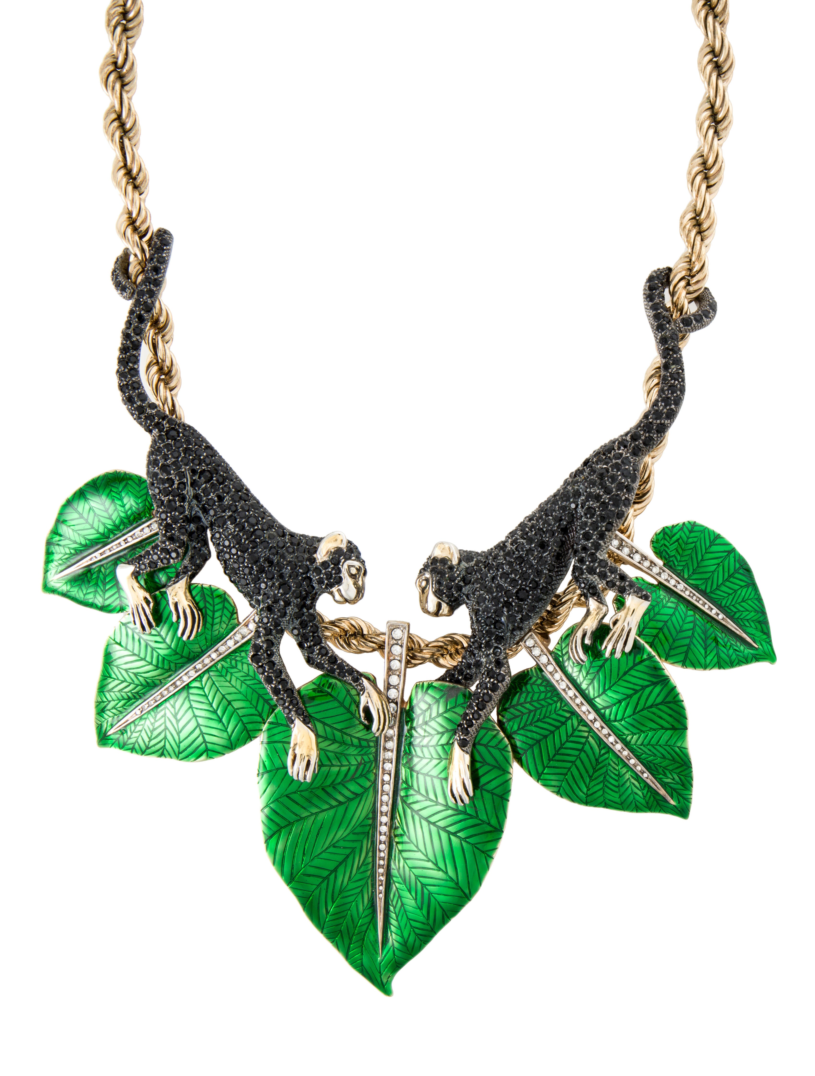 Roberto Cavalli Crystal Monkey Collar Necklace - Black Collar ...