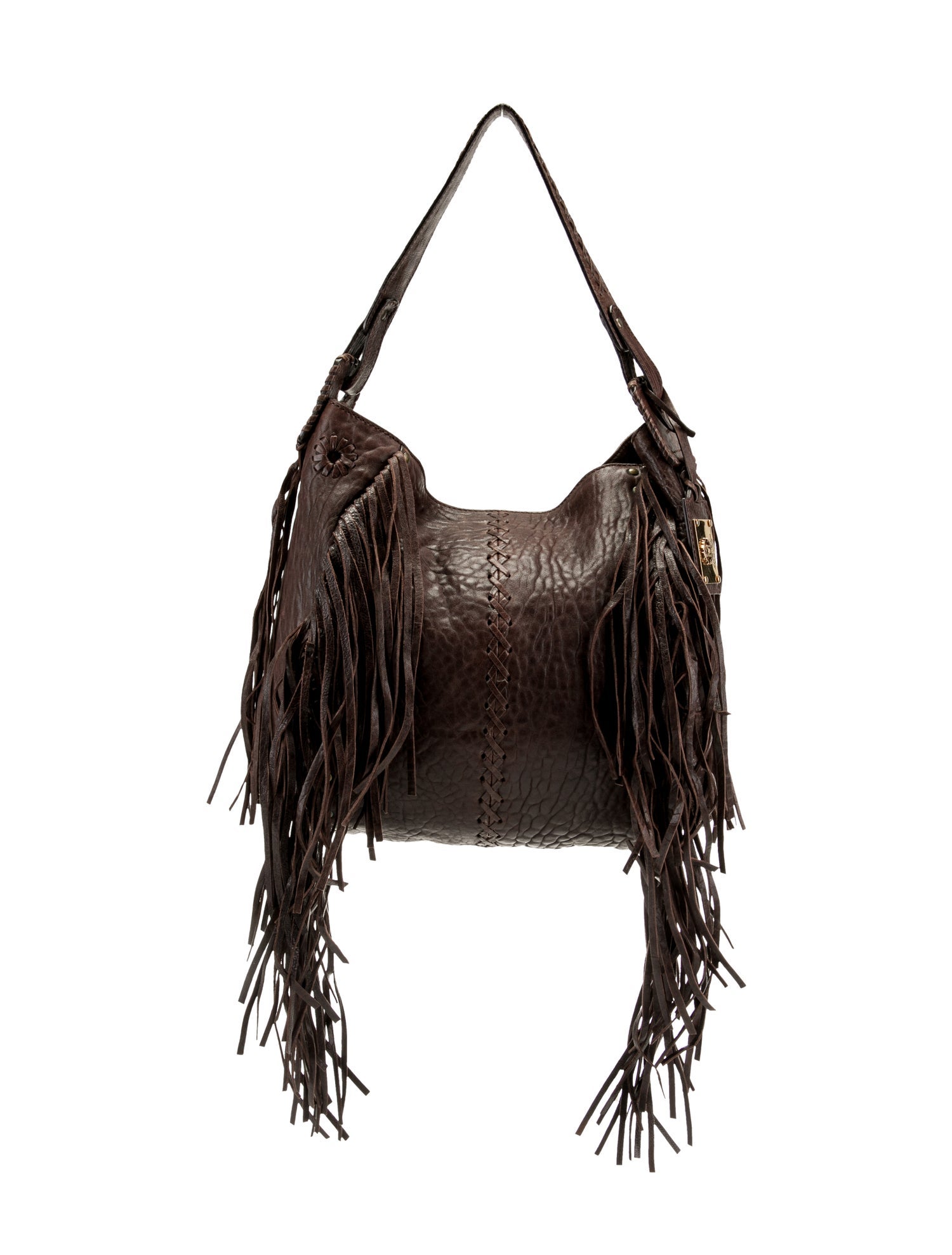 Roberto Cavalli Leather Fringe Shoulder Bag - Brown Shoulder Bags ...