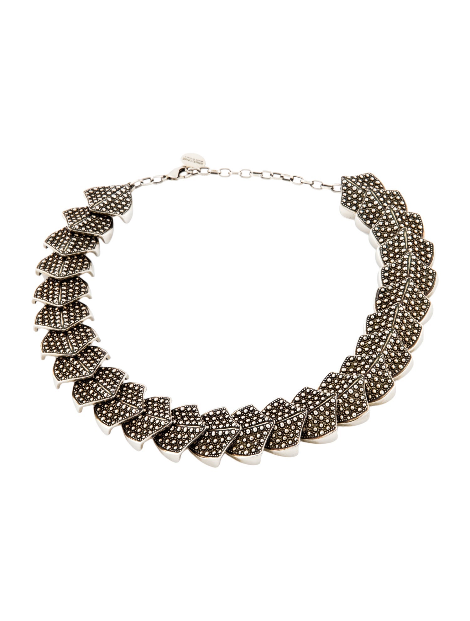 Roberto Cavalli Studded Snake Scale Link Chain Necklace - Silver-Tone ...