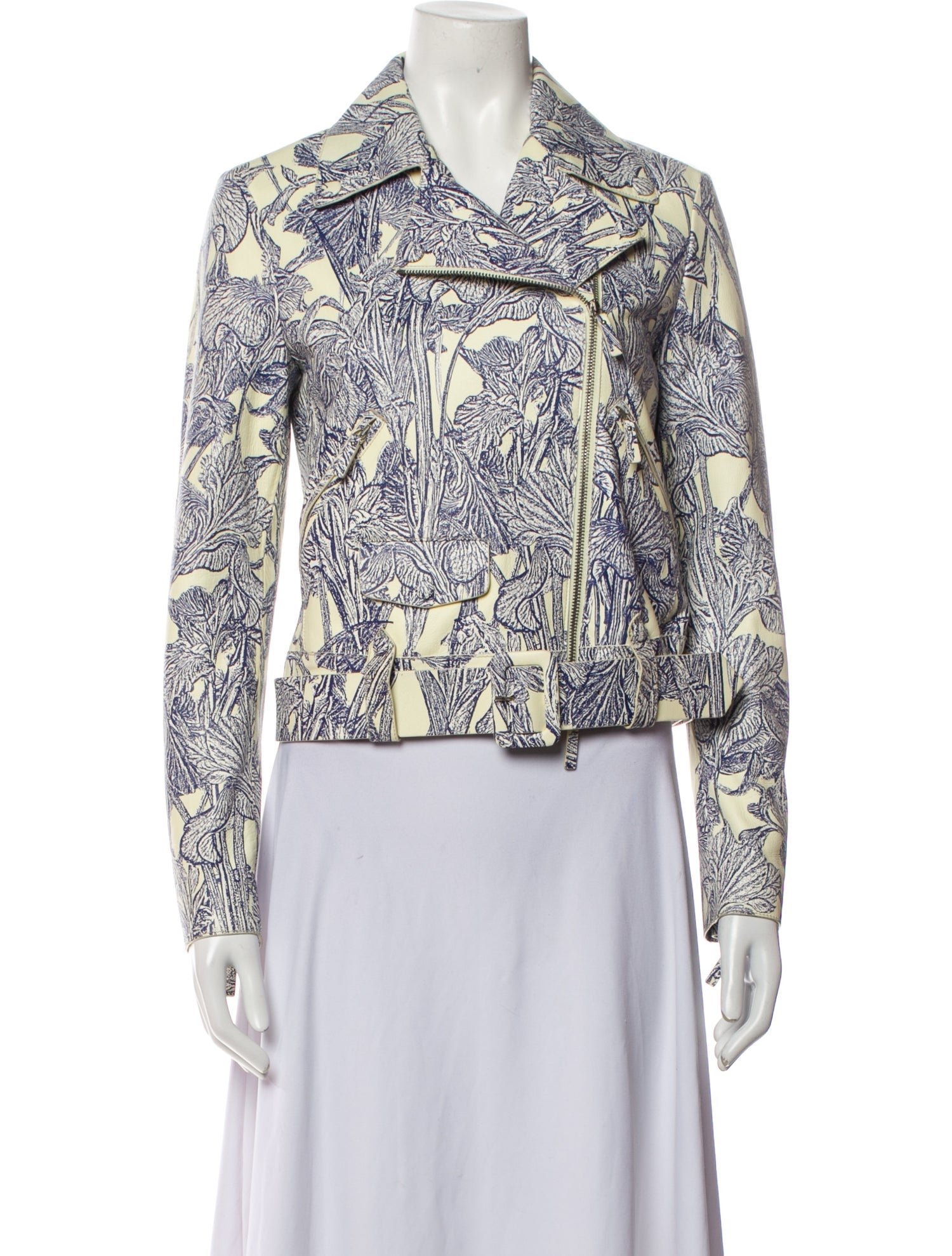 Roberto Cavalli Leather Printed Biker Jacket - Blue Jackets, Clothing ...