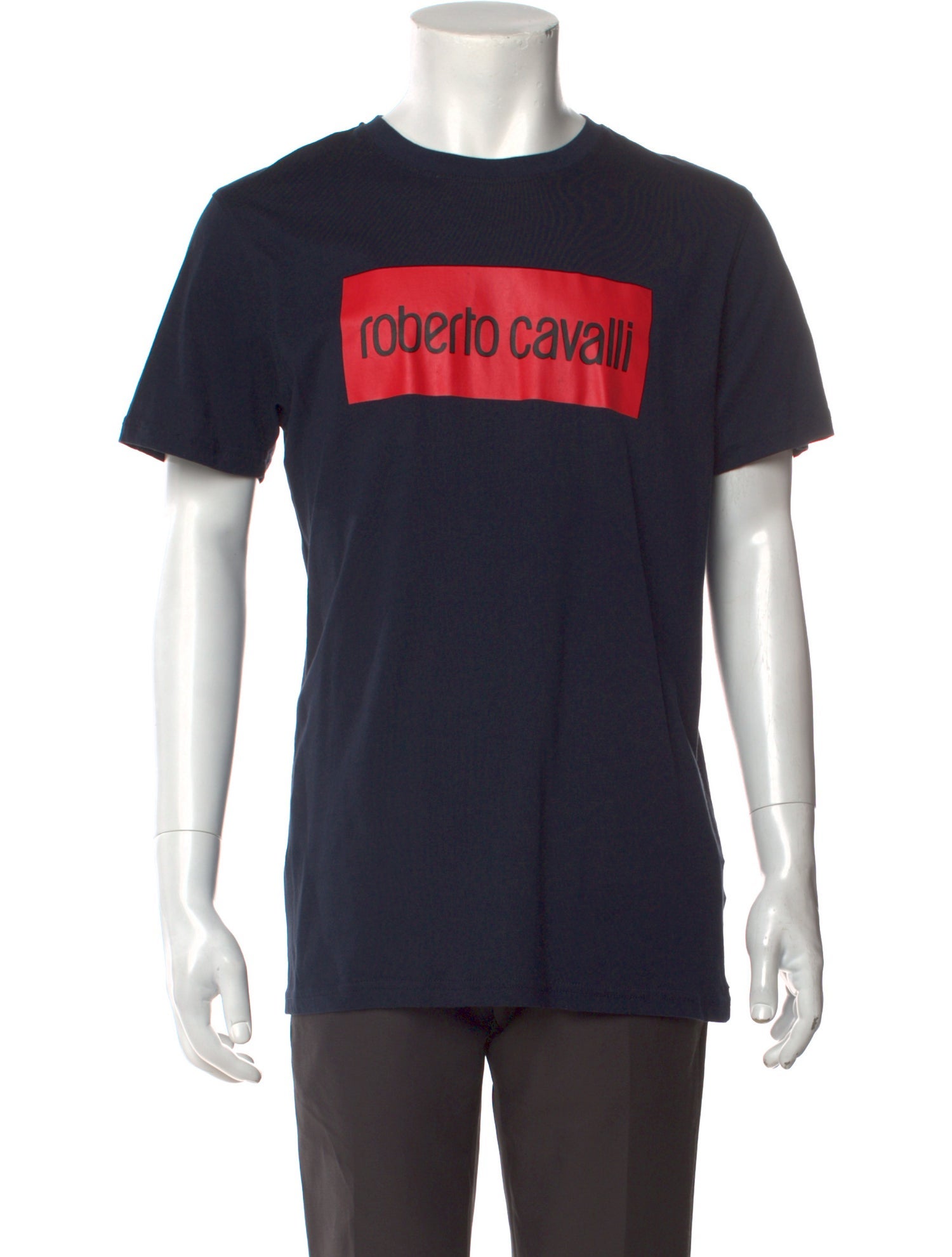 Roberto Cavalli Graphic Print Crew Neck T-Shirt - Blue T-Shirts ...