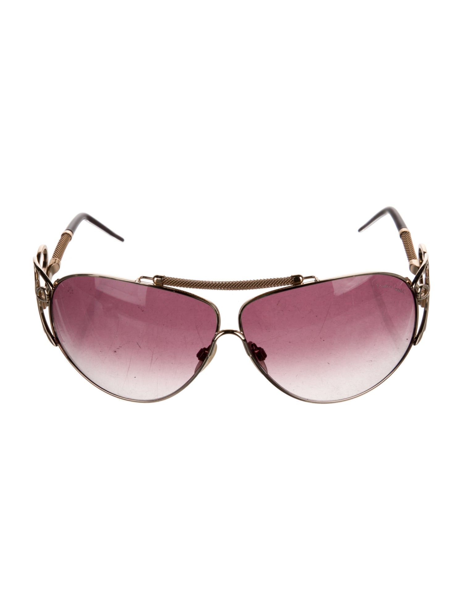 Roberto Cavalli Aviator Gradient Sunglasses - Gold Sunglasses ...
