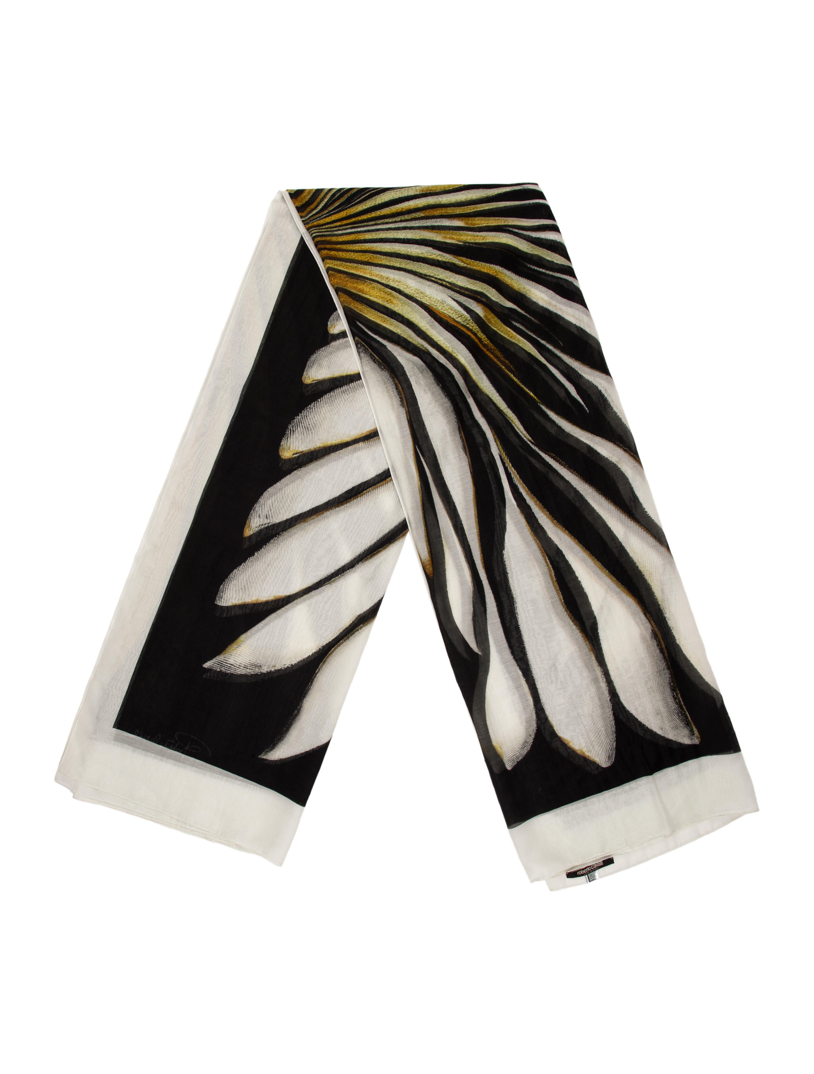 Roberto Cavalli Striped Scarf w/ Tags - White Scarves and Shawls ...