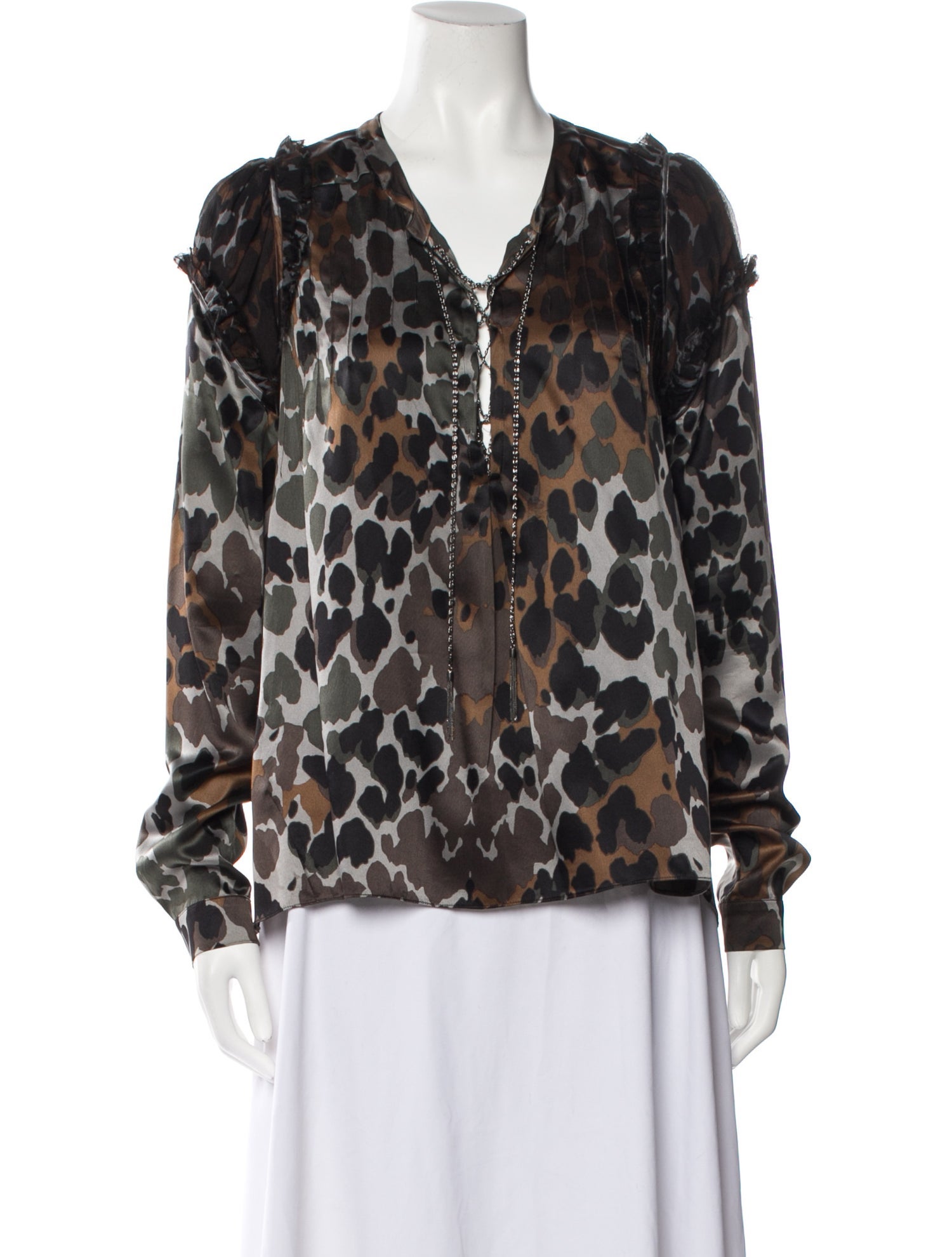 Roberto Cavalli Silk Animal Print Blouse - Black Tops, Clothing ...