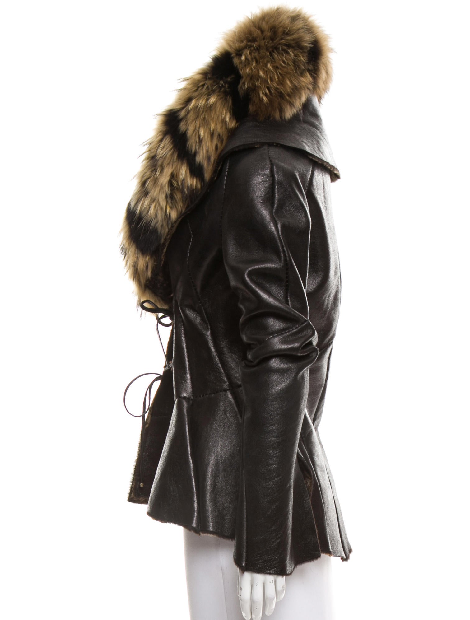 Roberto Cavalli Fur-Trimmed Long Sleeve Jacket - Brown Jackets ...