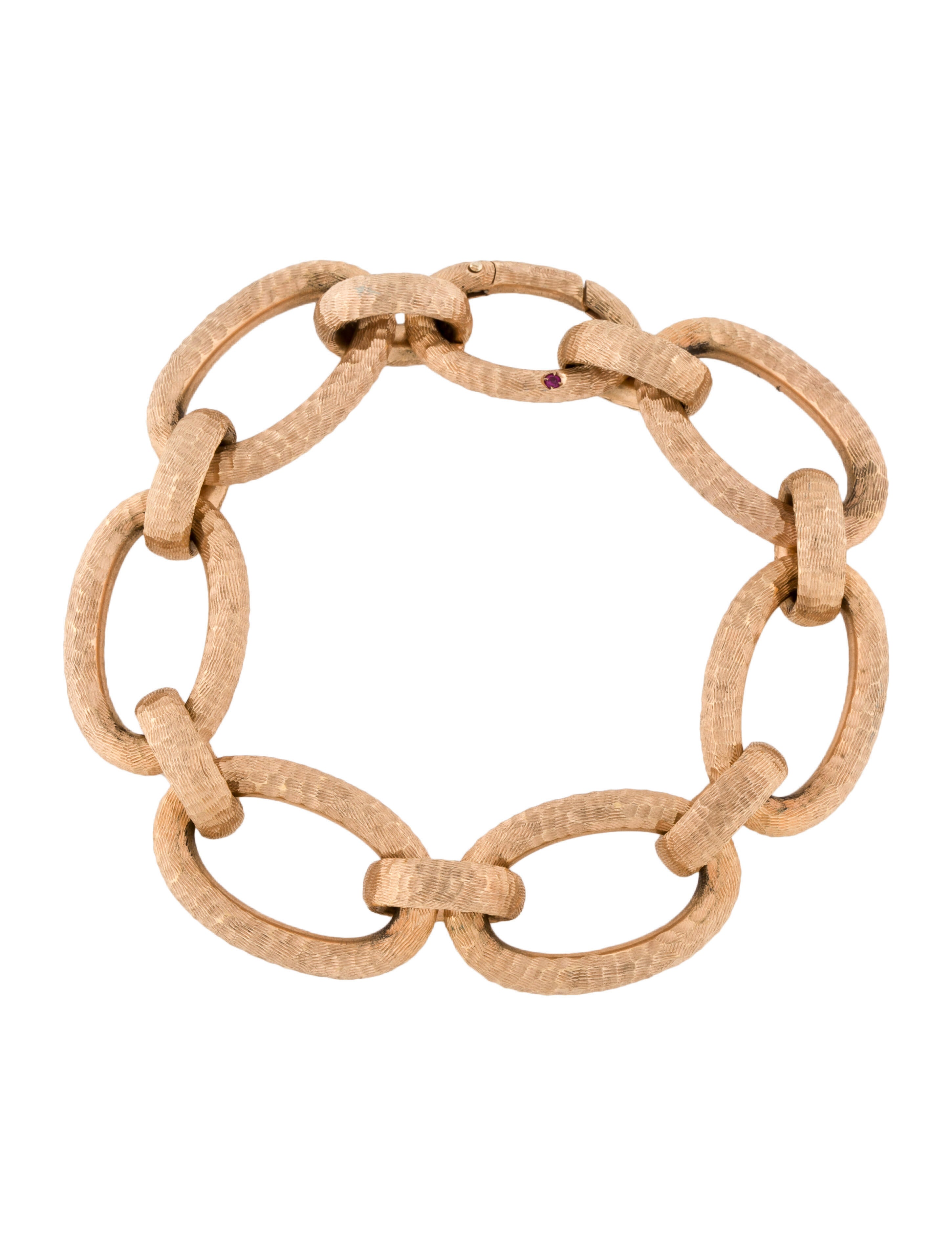 Roberto Coin 18K Textured Oval Link Bracelet - Bracelets - ROE25098 ...
