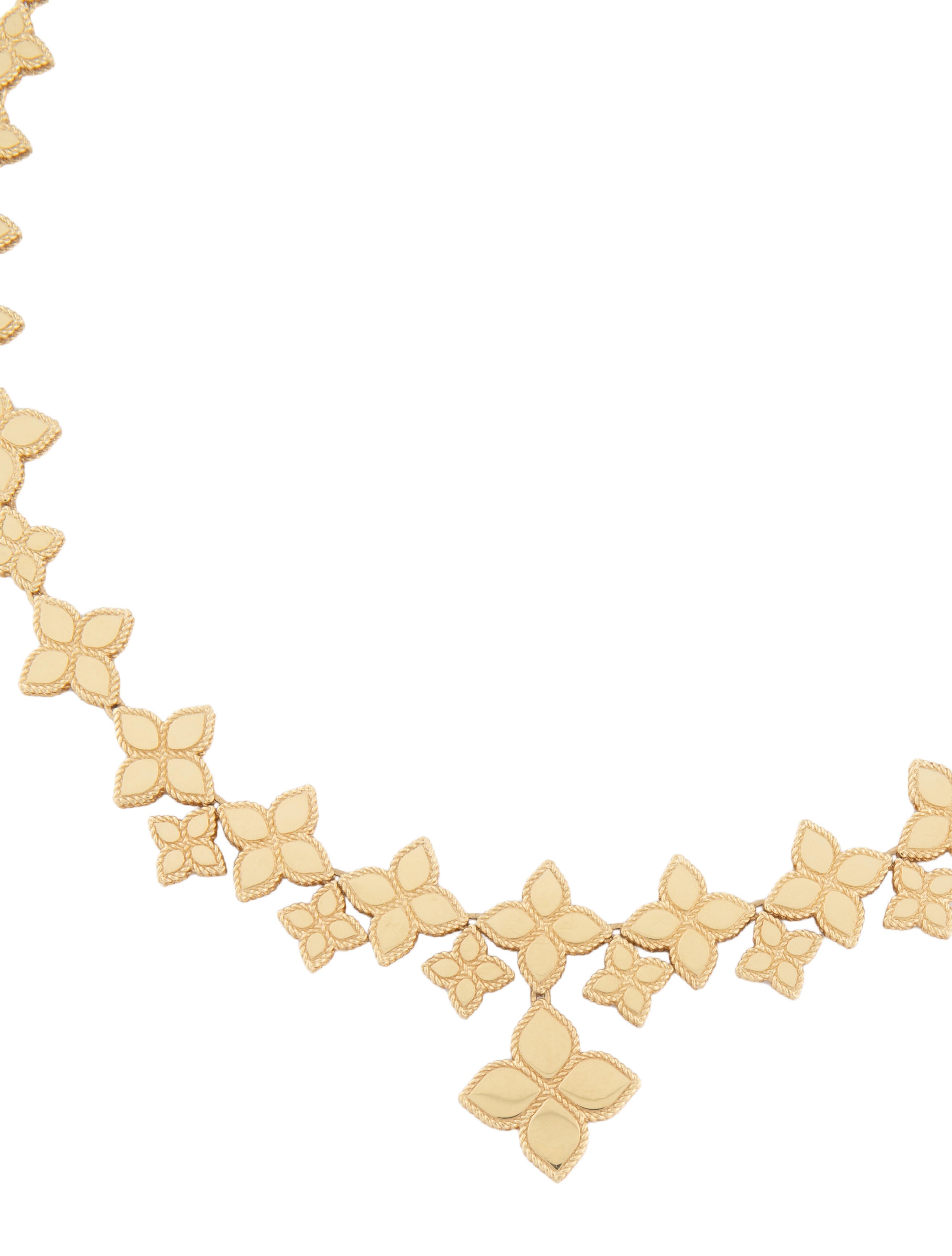 Roberto Coin 18K Princess Flower Drop Link Collar Necklace - Collar ...