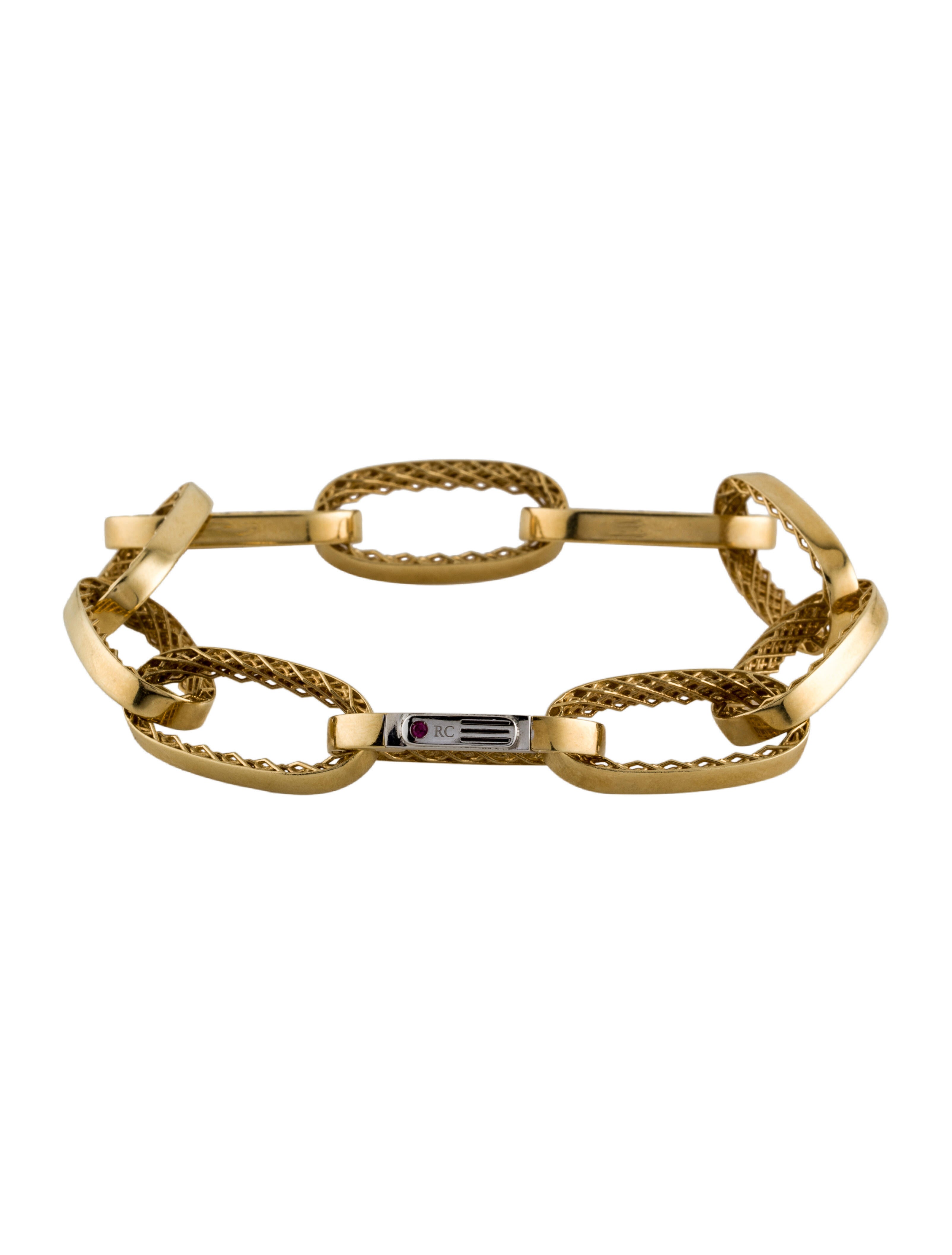 Roberto Coin 18K Textured Oval Link Bracelet - 18K Rose Gold Link ...