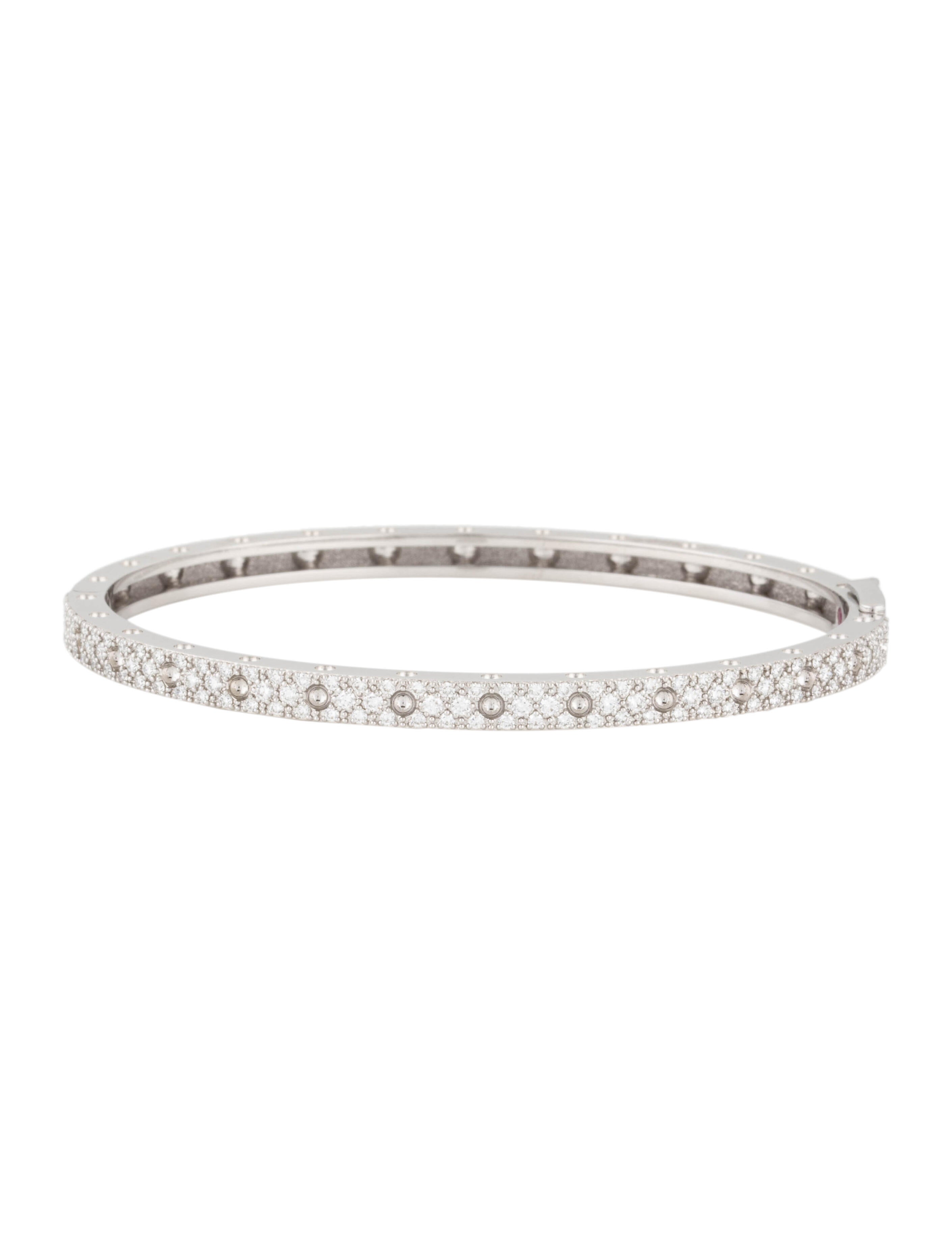Roberto Coin 18k Diamond Pois Mois Pavé Oval Bangle Rhodium Plated