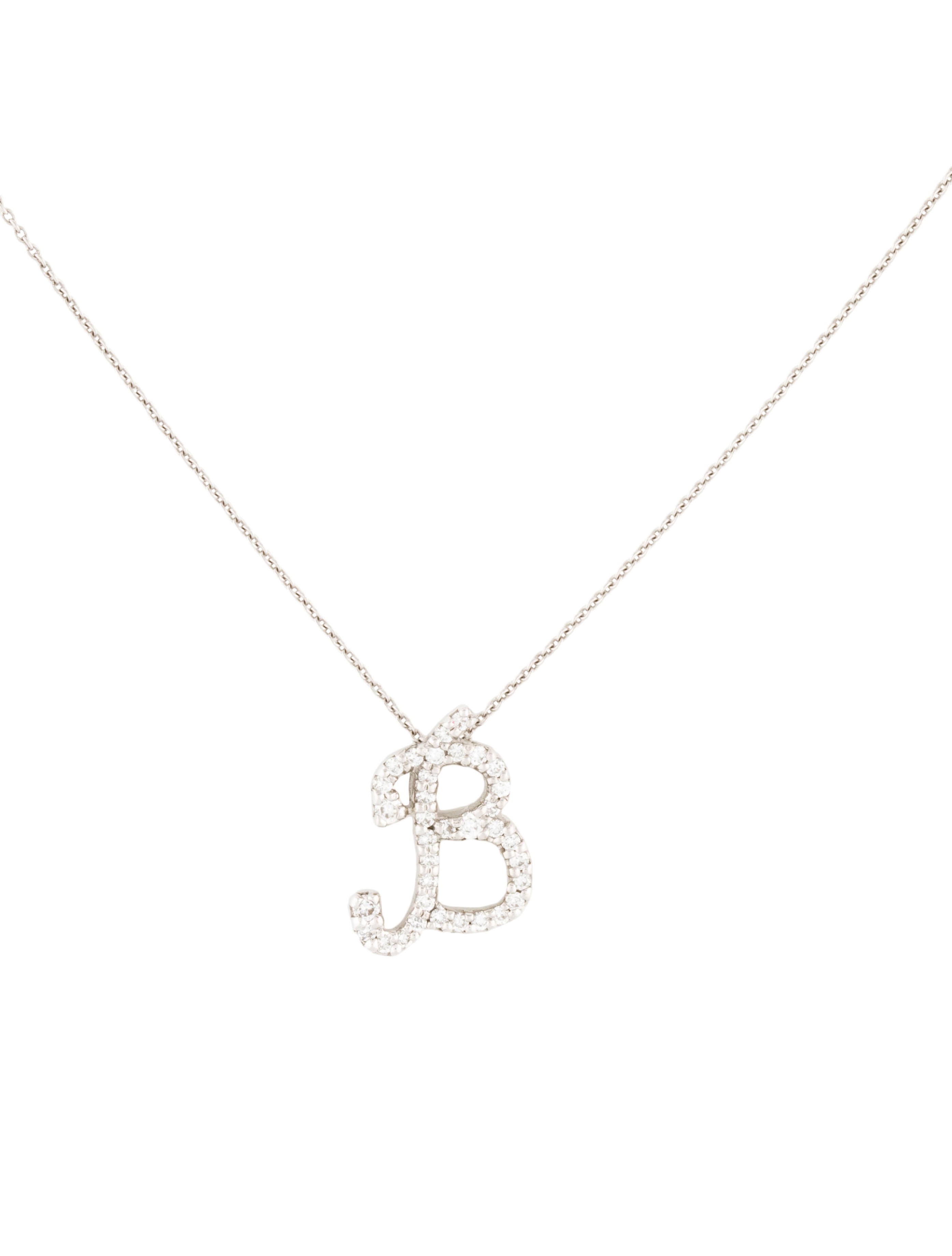 Roberto Coin 18K Diamond Cursive Letter M Pendant Necklace - 18K White ...