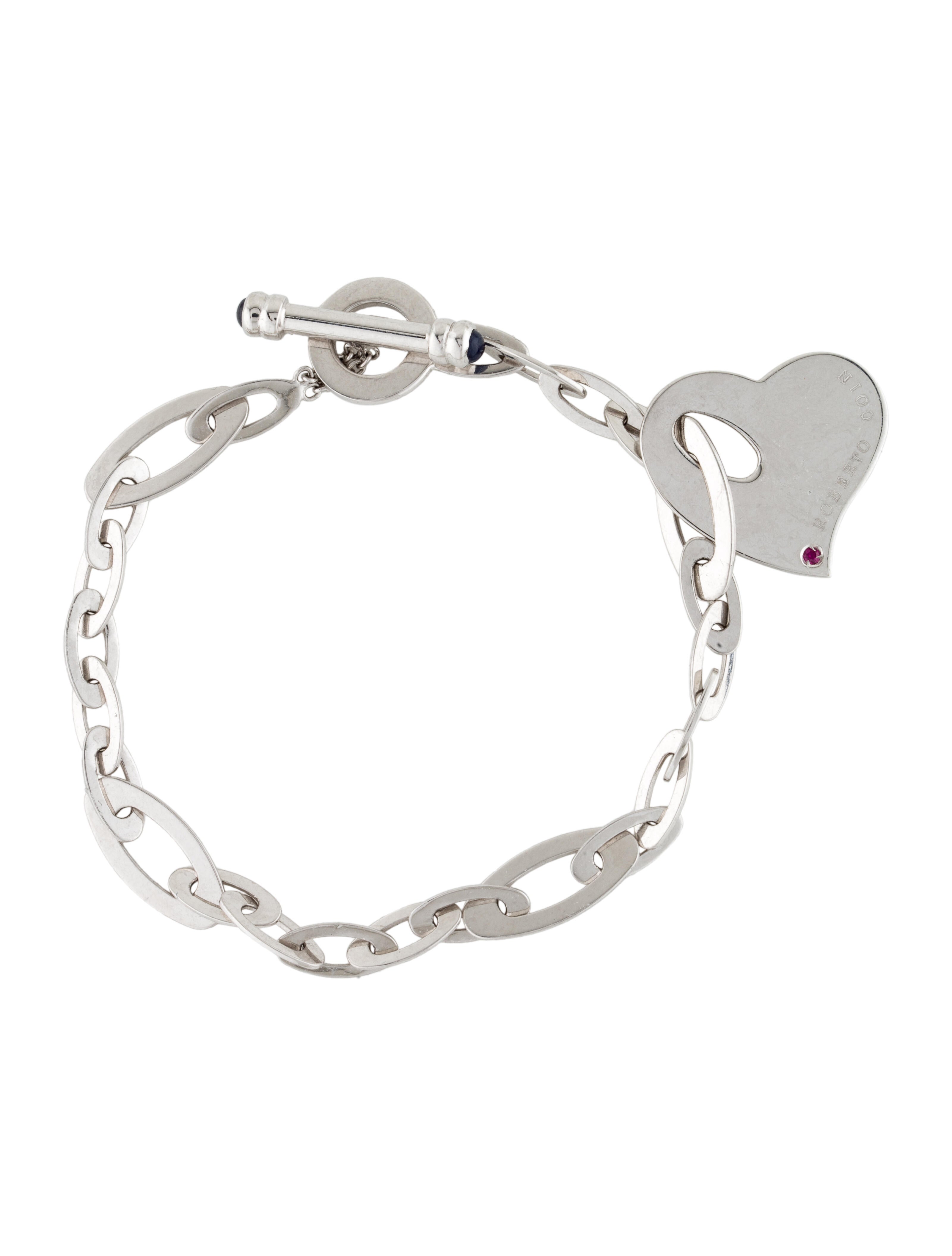 Roberto Coin 18K Diamond Heart Bracelet - Rhodium-Plated 18K White Gold ...