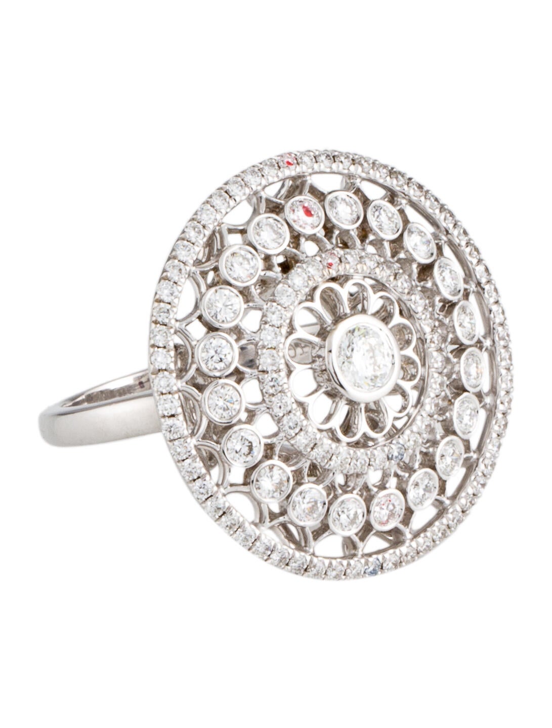 Roberto Coin 18K Diamond Cento Rosette Ring - Rhodium-Plated 18K White Gold Cocktail Ring, Rings ...