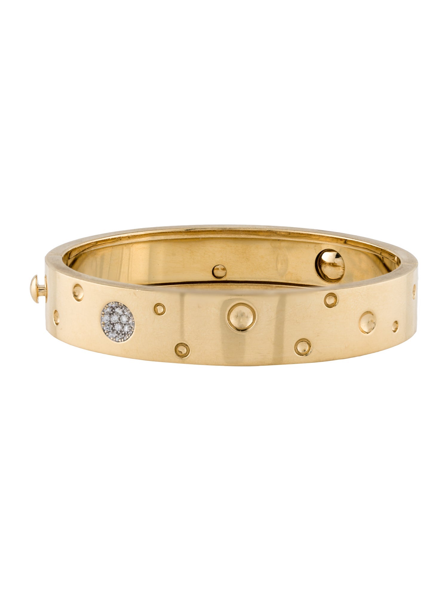 Roberto Coin 18K Diamond Pois Moi Luna Hinged Bangle - 18K Yellow Gold Bangle, Bracelets ...