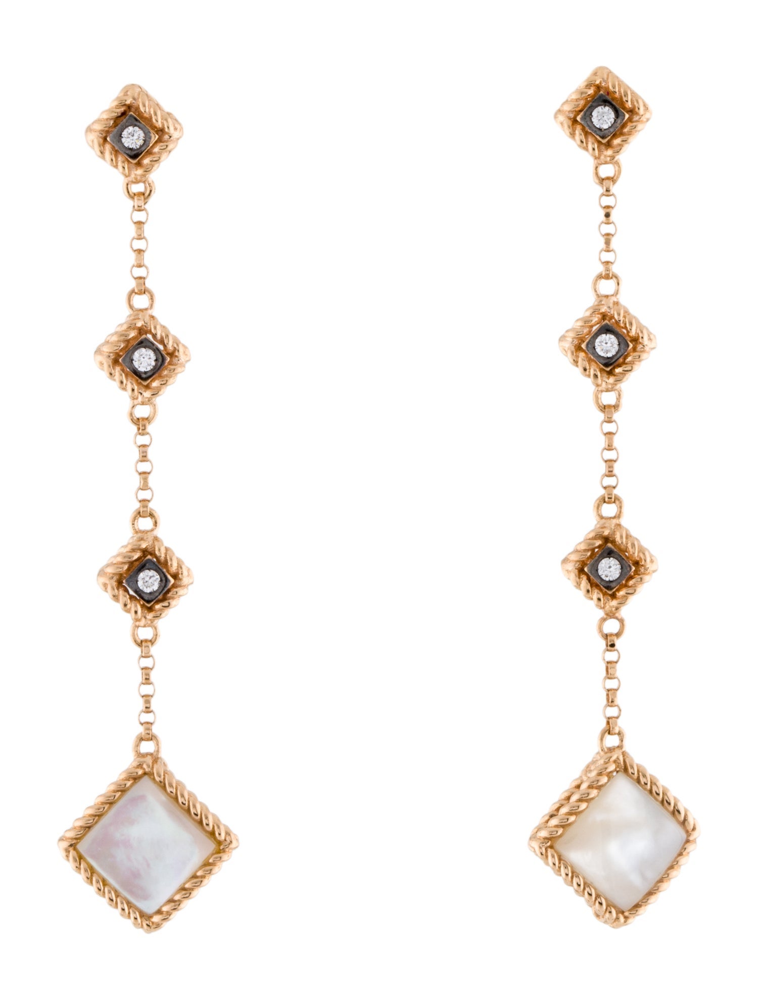 Roberto Coin 18K Mother of Pearl & Diamond Palazzo Ducale Drop Earrings - 18K Rose Gold Drop ...