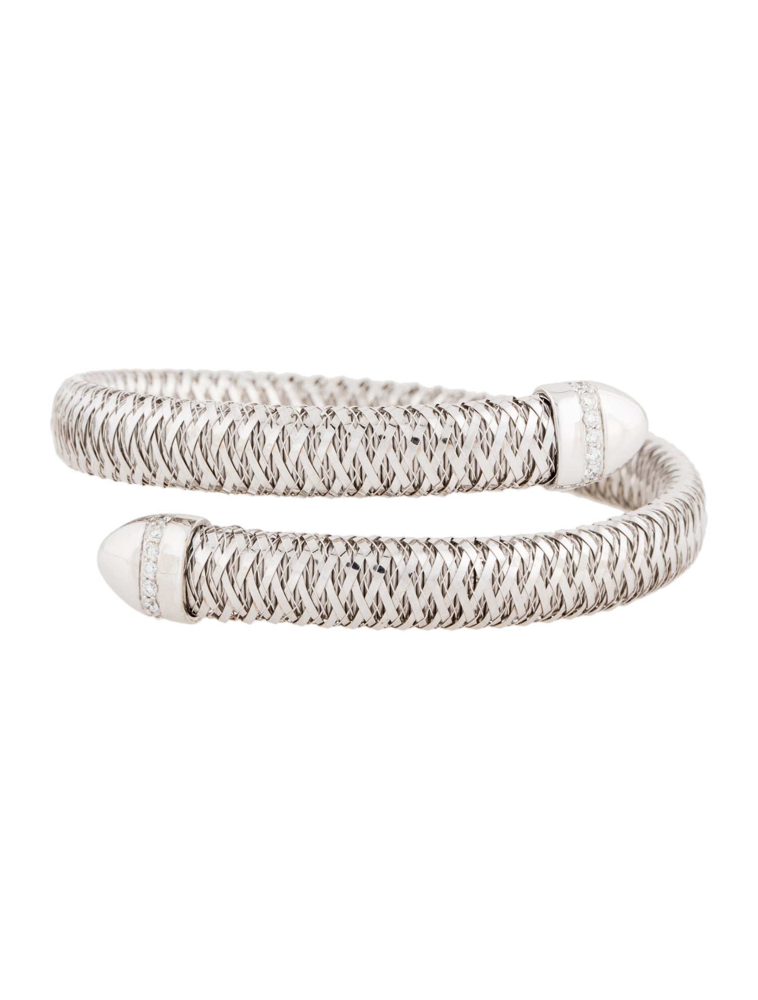 Bracelet 18K 4.9ctw Diamond Buckle Wrap Bracelet - Rhodium-Plated 18K ...