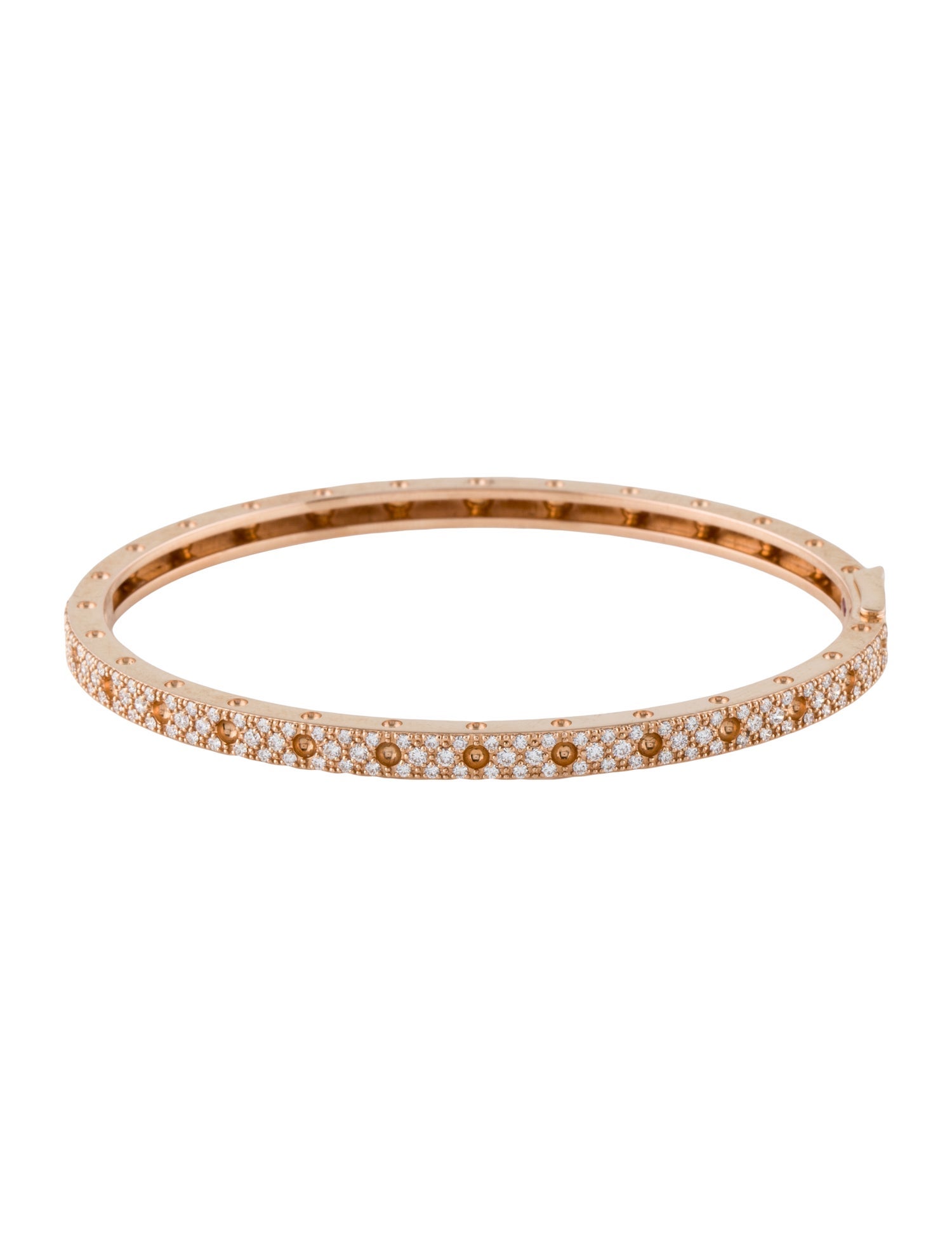 Roberto Coin 18K Diamond Symphony Pois Moi Hinged Bangle Bracelet - 18K Rose Gold Bangle ...