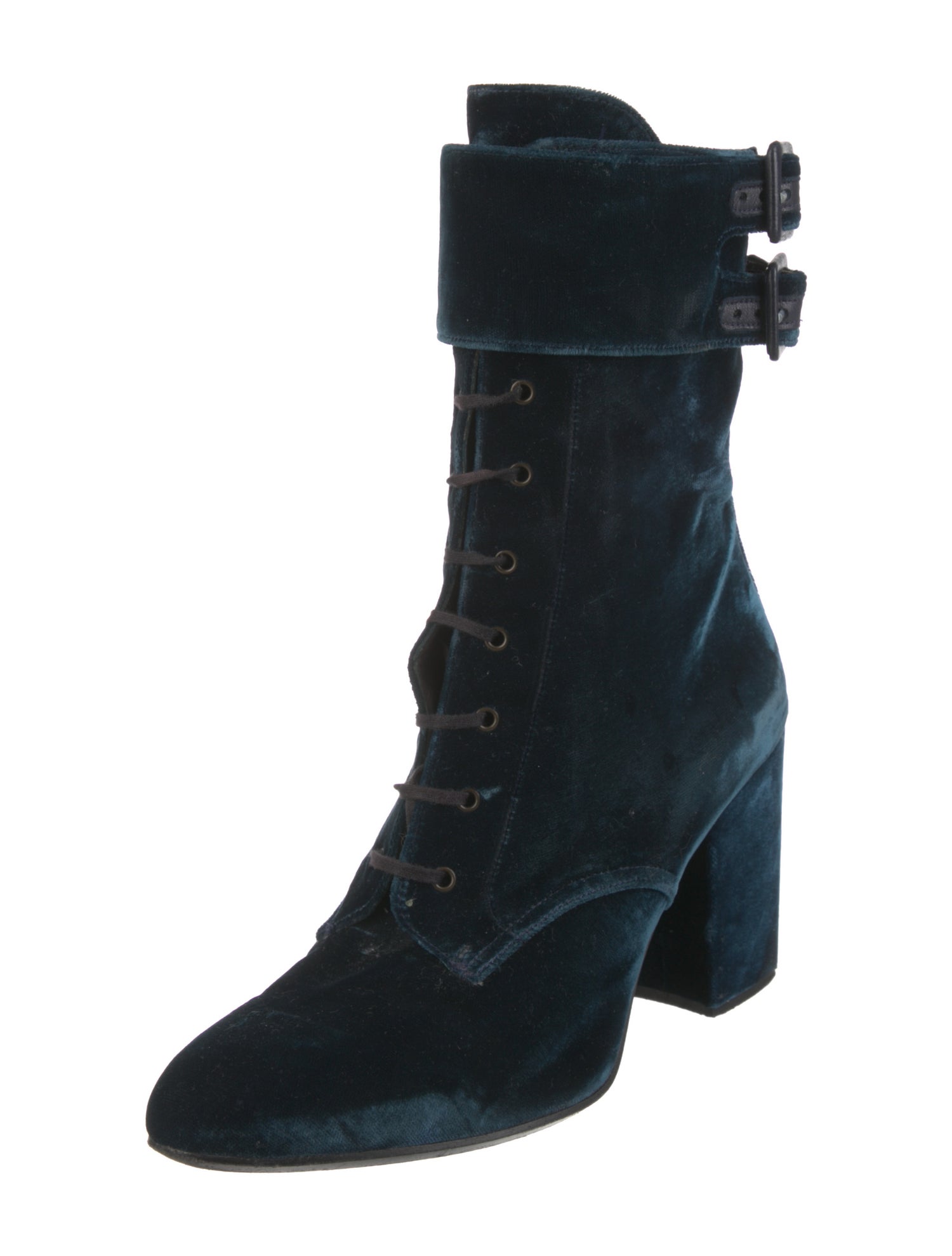 Robert Clergerie Velvet Lace-Up Boots - Blue Boots, Shoes - ROG56012 ...