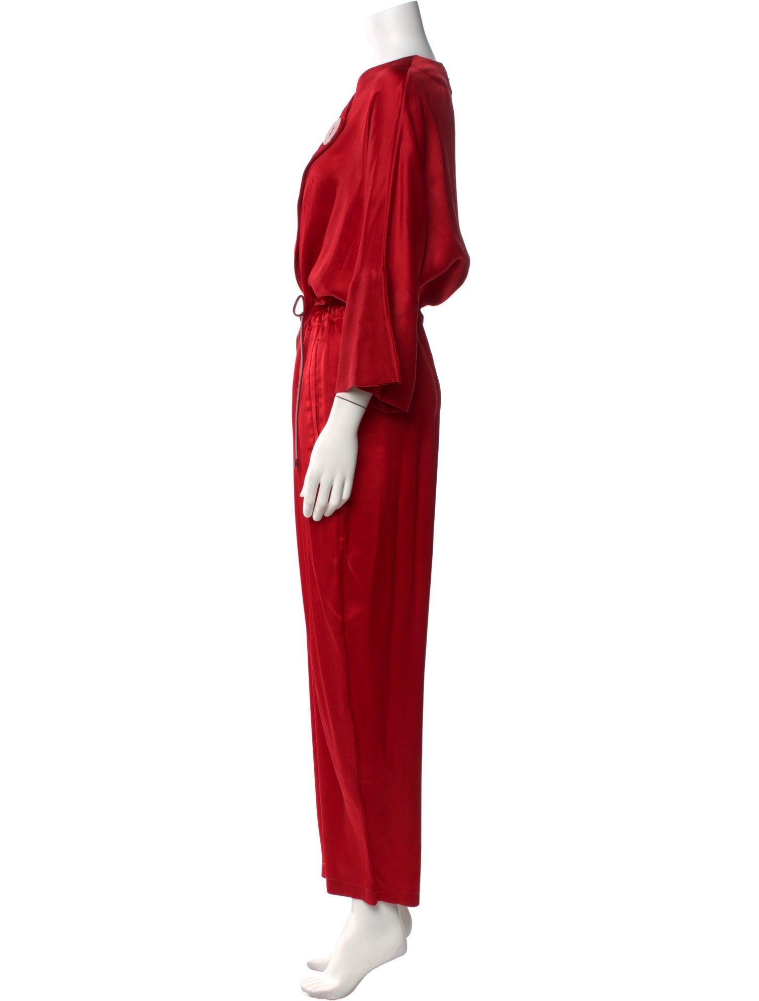 Roksanda Silk V-Neck Jumpsuit - Red, 13" Rise Jumpsuits and Rompers ...