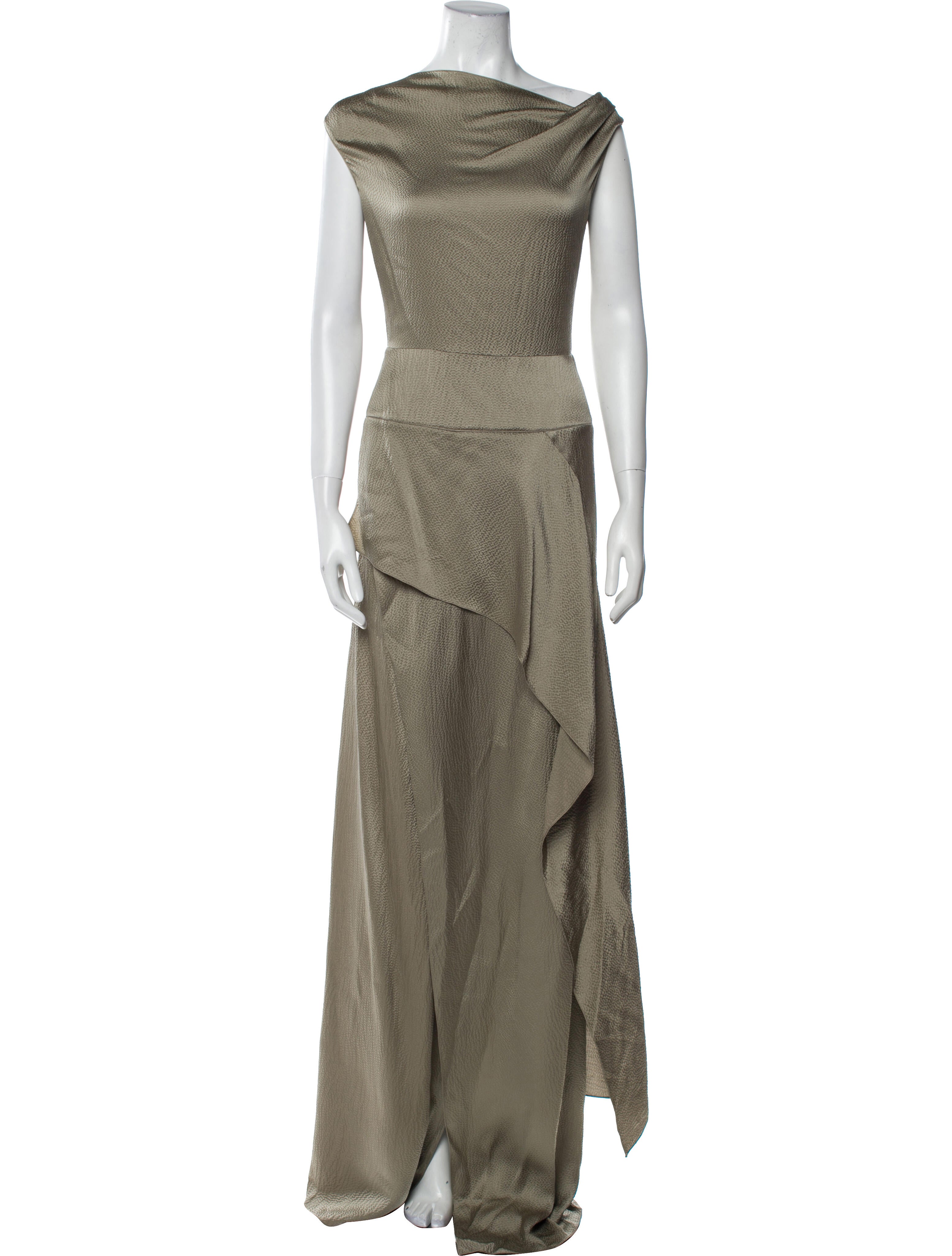 Roland Mouret Silk Long Dress - Green Dresses, Clothing - ROL40901 ...