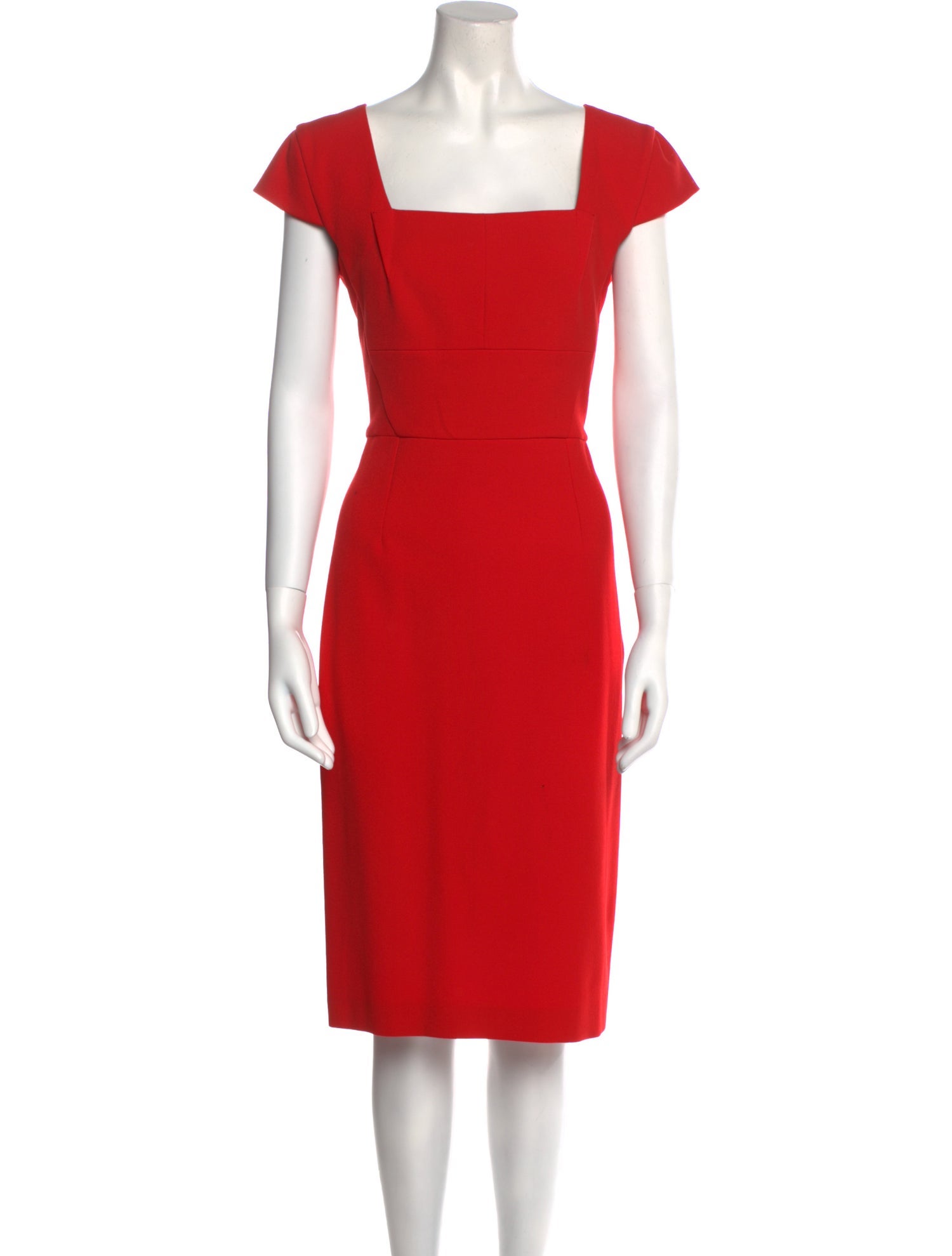 Valentino Bateau Neckline Midi Length Dress Red Dresses Clothing