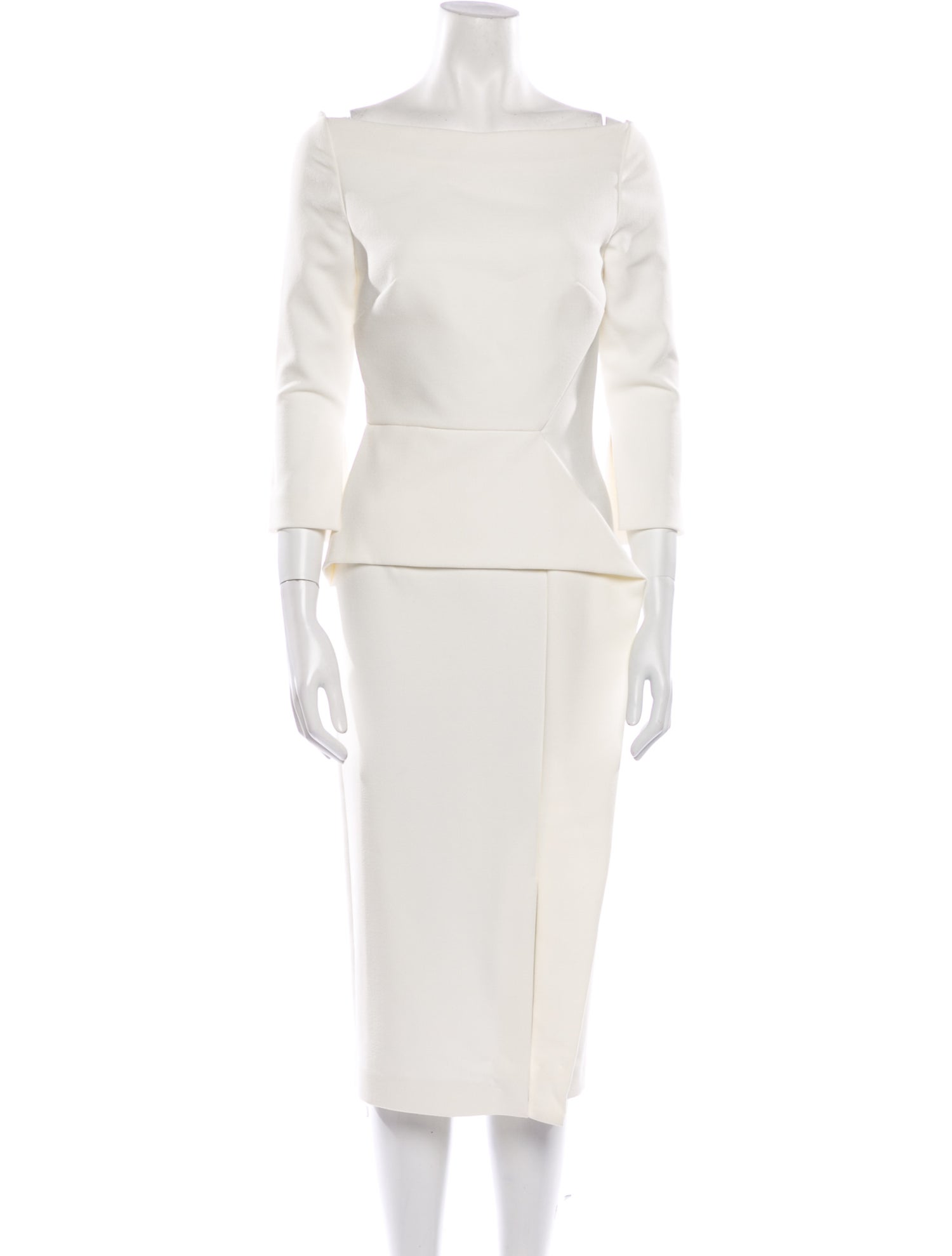 Roland Mouret Bateau Neckline Midi Length Dress - Neutrals Dresses ...