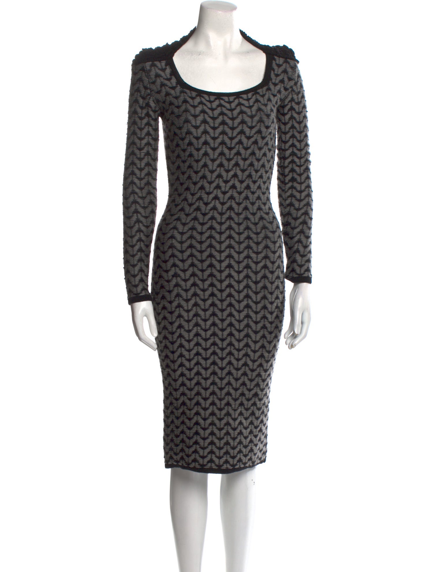 Roland Mouret Printed Midi Length Dress - Black Dresses, Clothing ...
