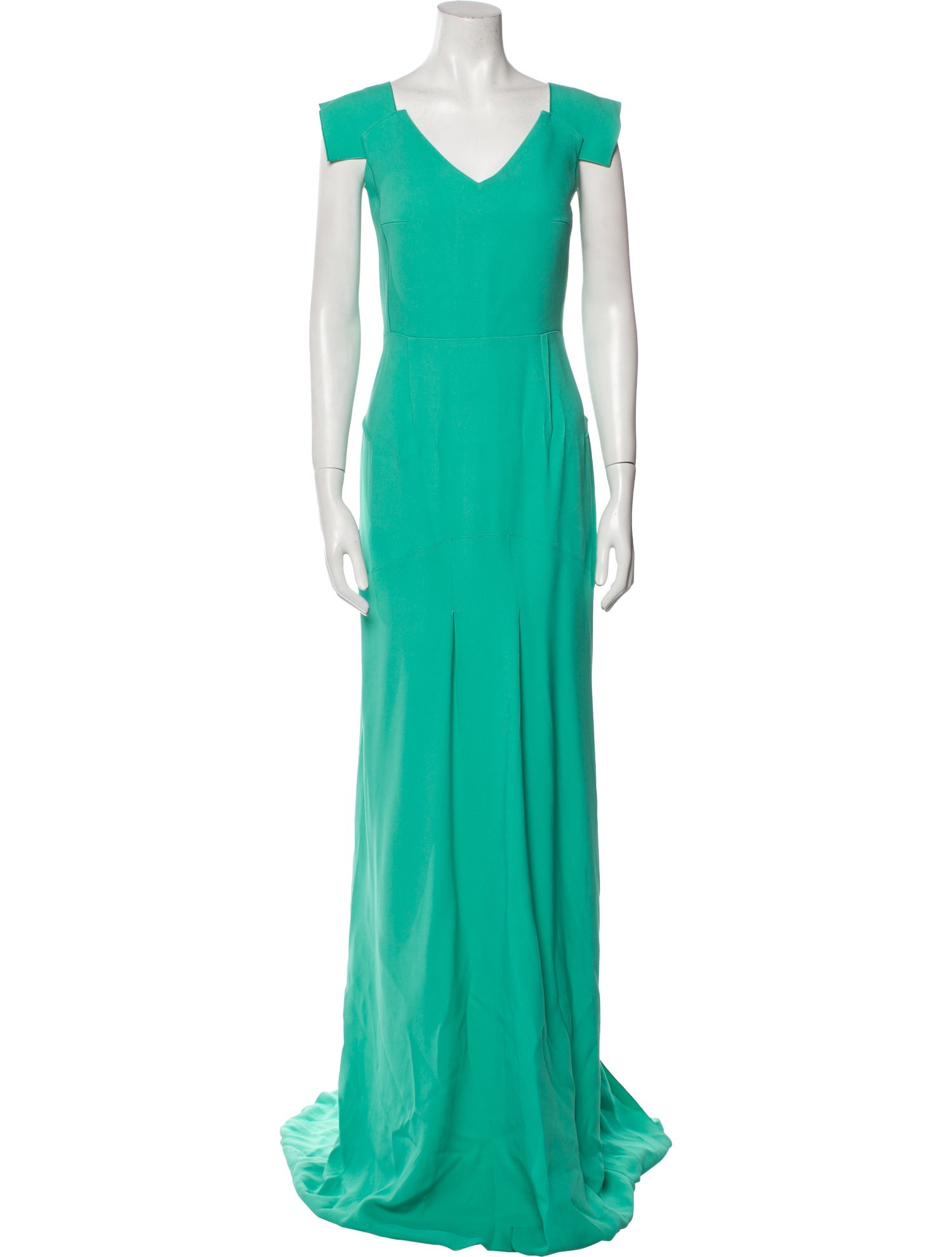 Roland Mouret V-Neck Long Dress - Green Dresses, Clothing - ROL44564 ...