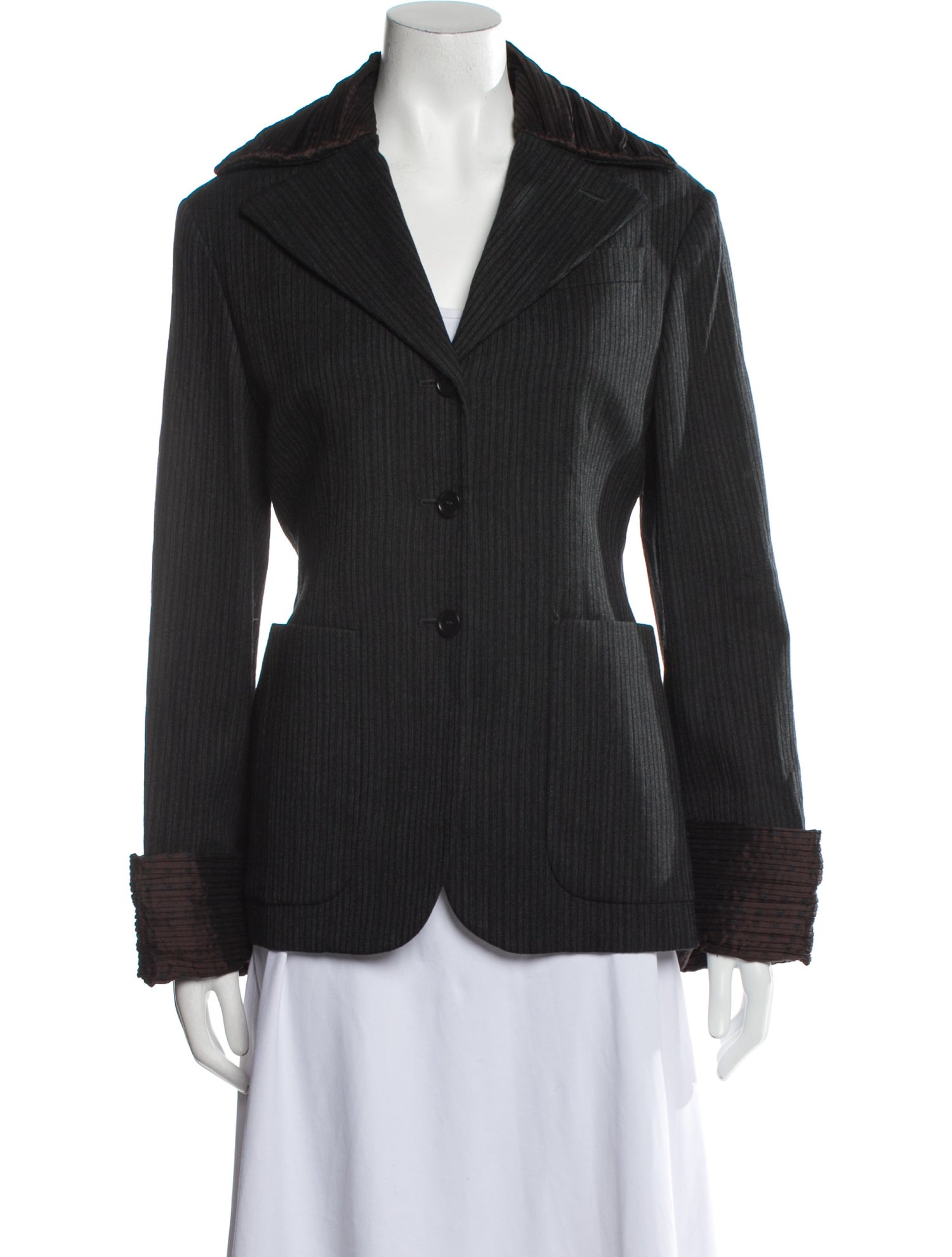 Romeo Gigli Wool Striped Blazer - Grey Jackets, Clothing - ROMGI21481 ...