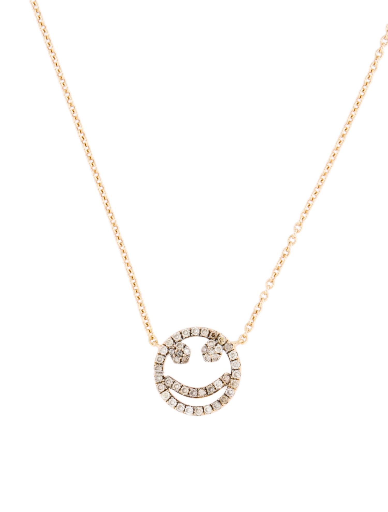 Rosa De La Cruz 18K Diamond Smiley Face Pendant Necklace - 18K Rose ...