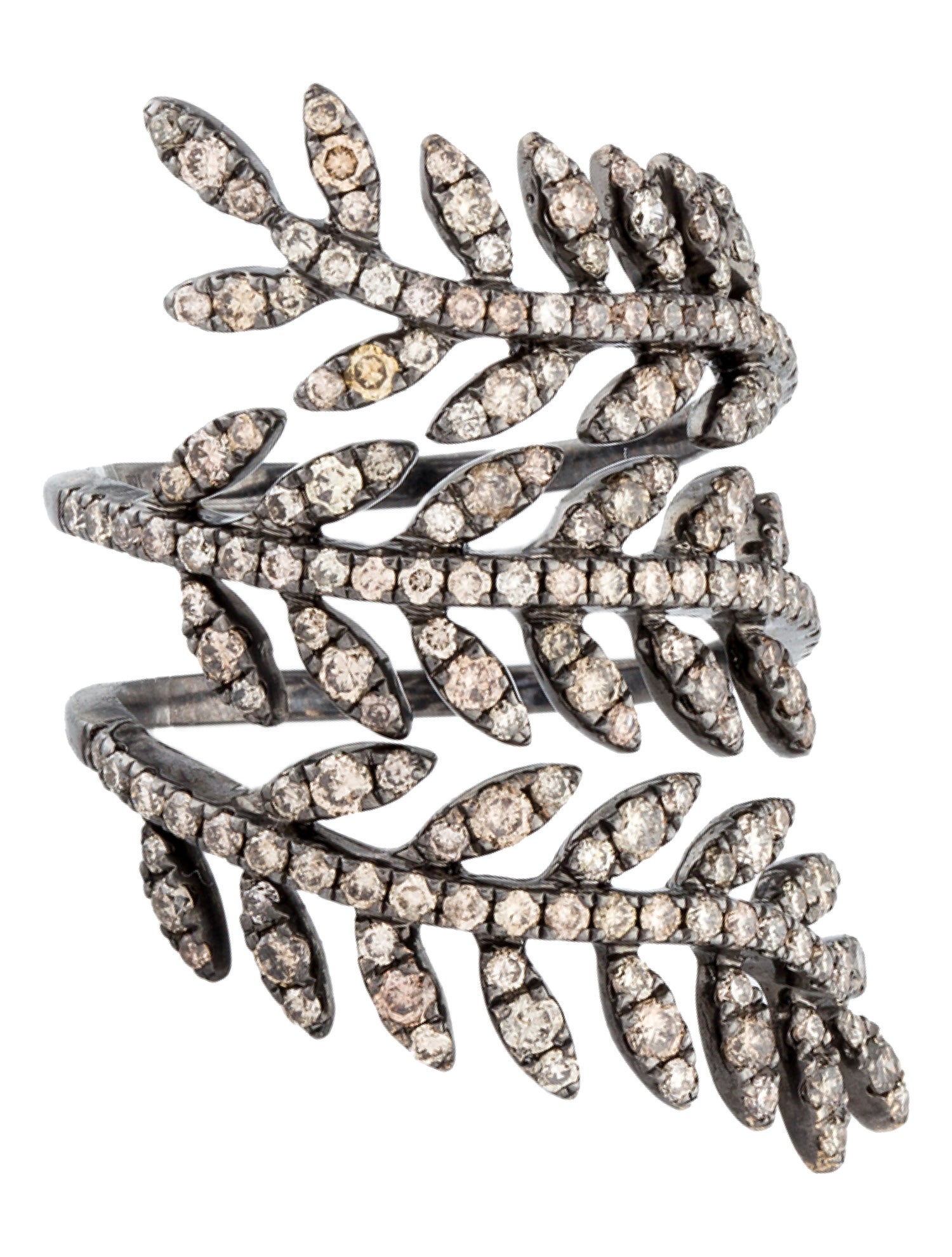 Rosa De La Cruz 18K 1.09ct Diamond Triple Ivy Ring - 18K White Gold ...