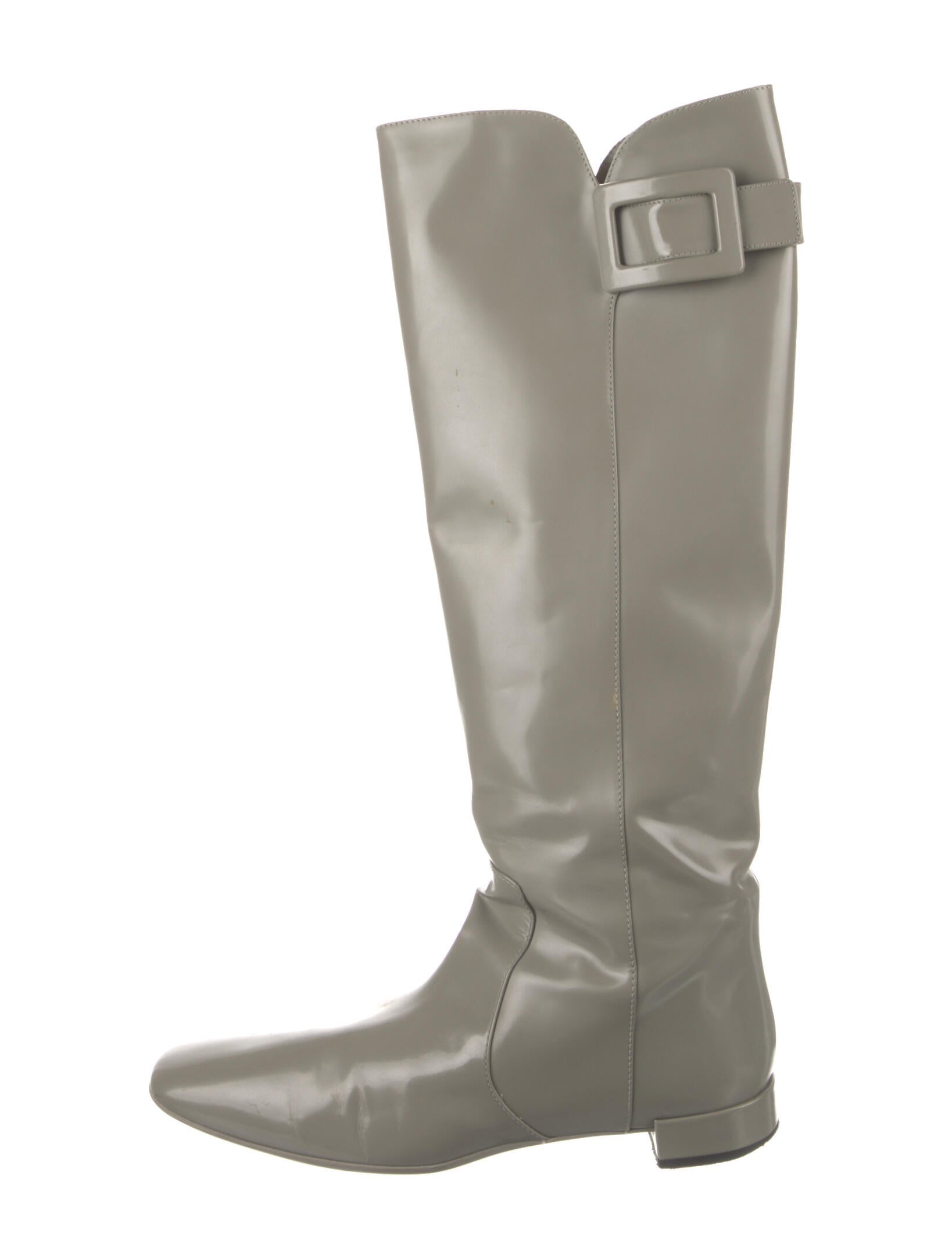 Roger Vivier Patent Leather Riding Boots - Grey Boots, Shoes - ROV48579 ...