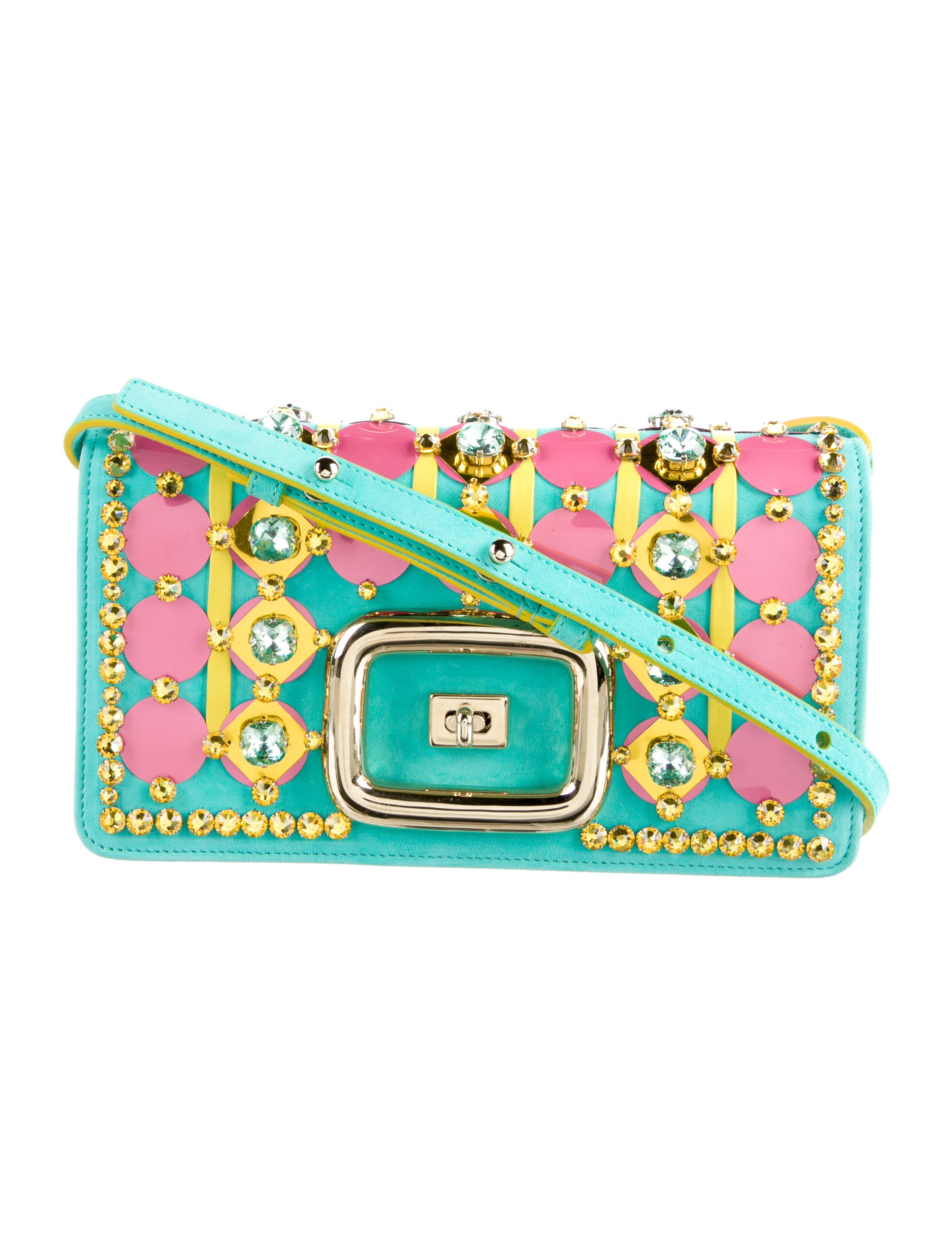 Roger Vivier Viv' Choc Disco Mini Bag in Suede - Pink Crossbody Bags ...