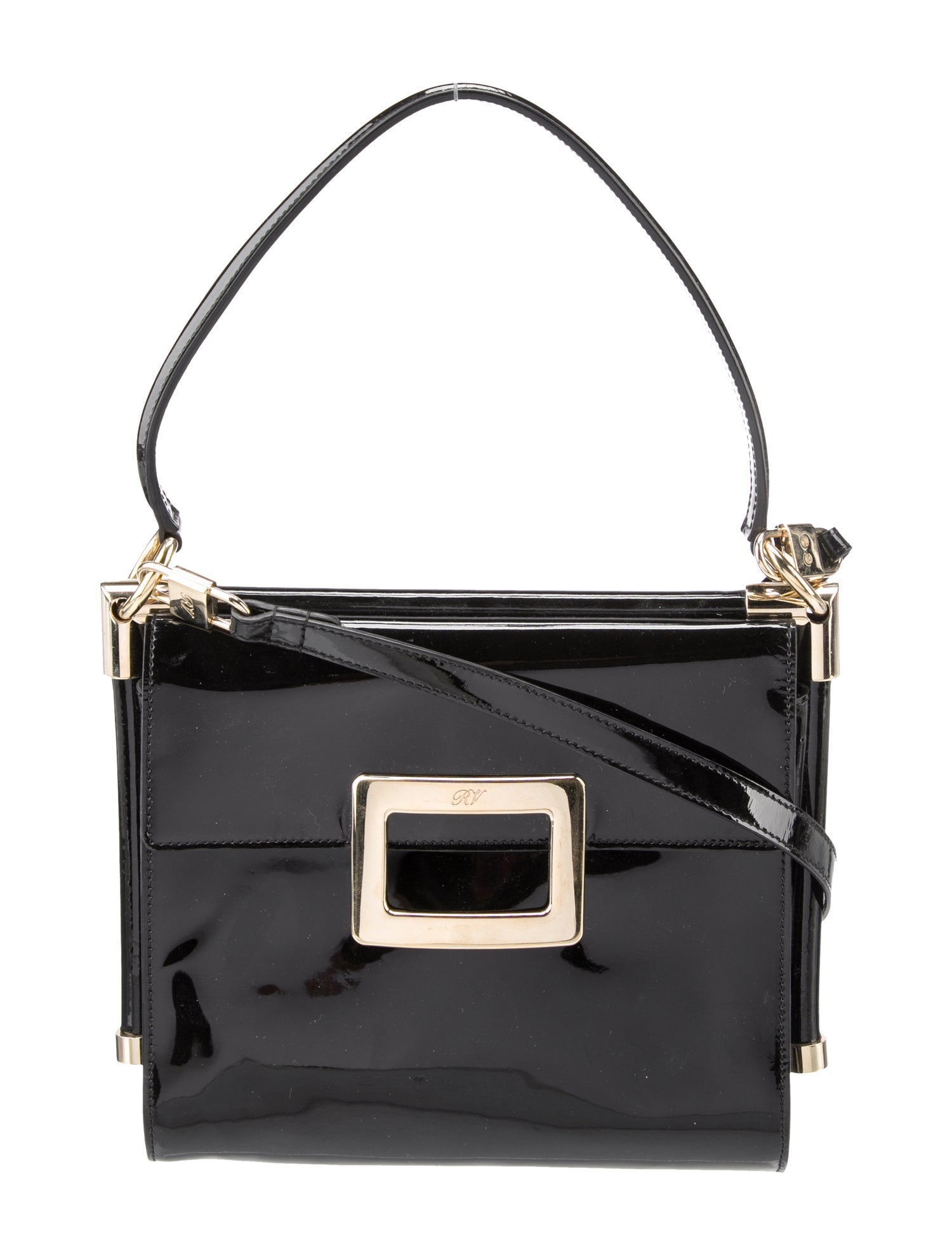 Roger Vivier Patent Leather Top Handle Bag - Black Handle Bags, Handbags - ROV61506 | The RealReal