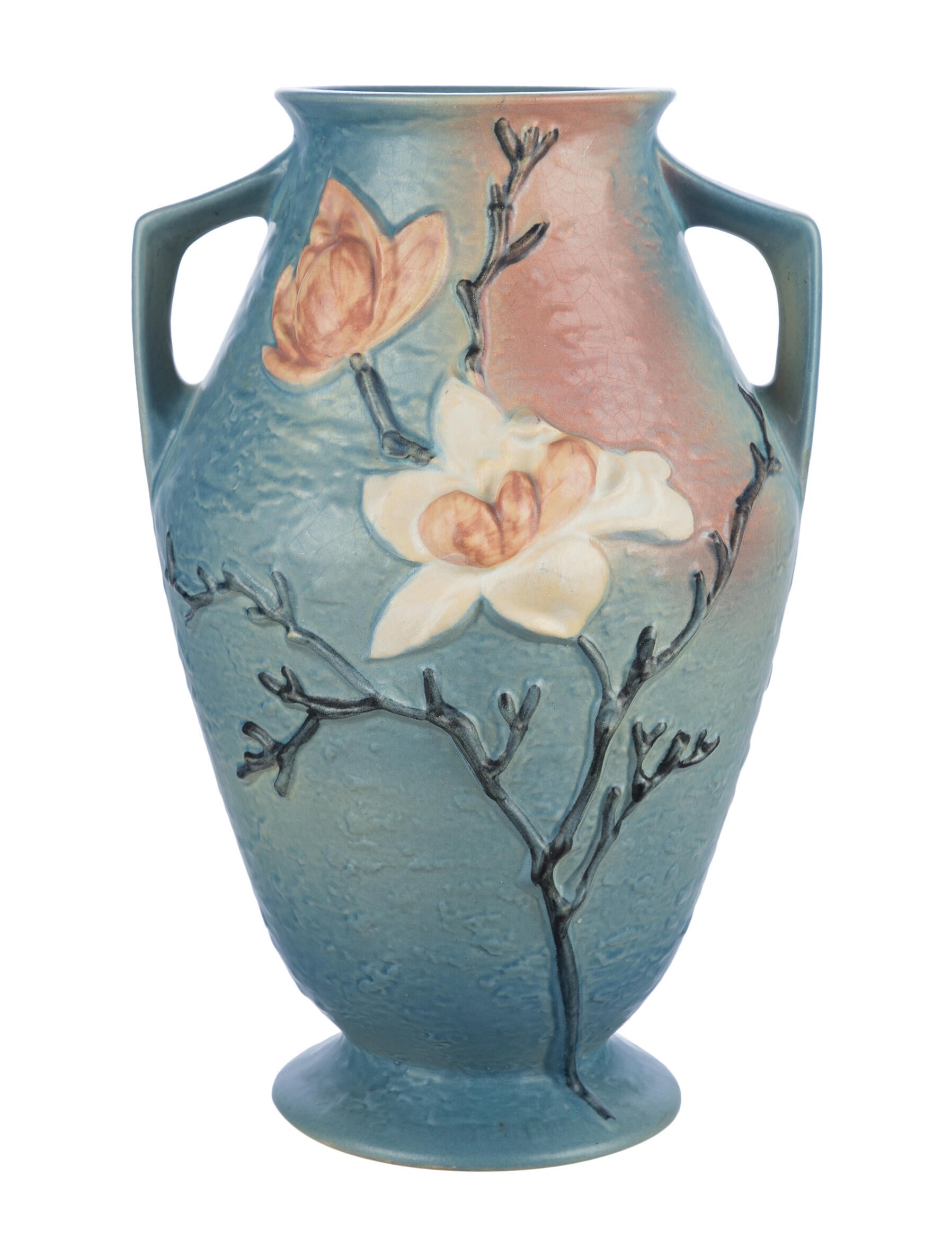 Roseville Pottery Large Magnolia Urn - Blue Decorative Accents, Decor ...