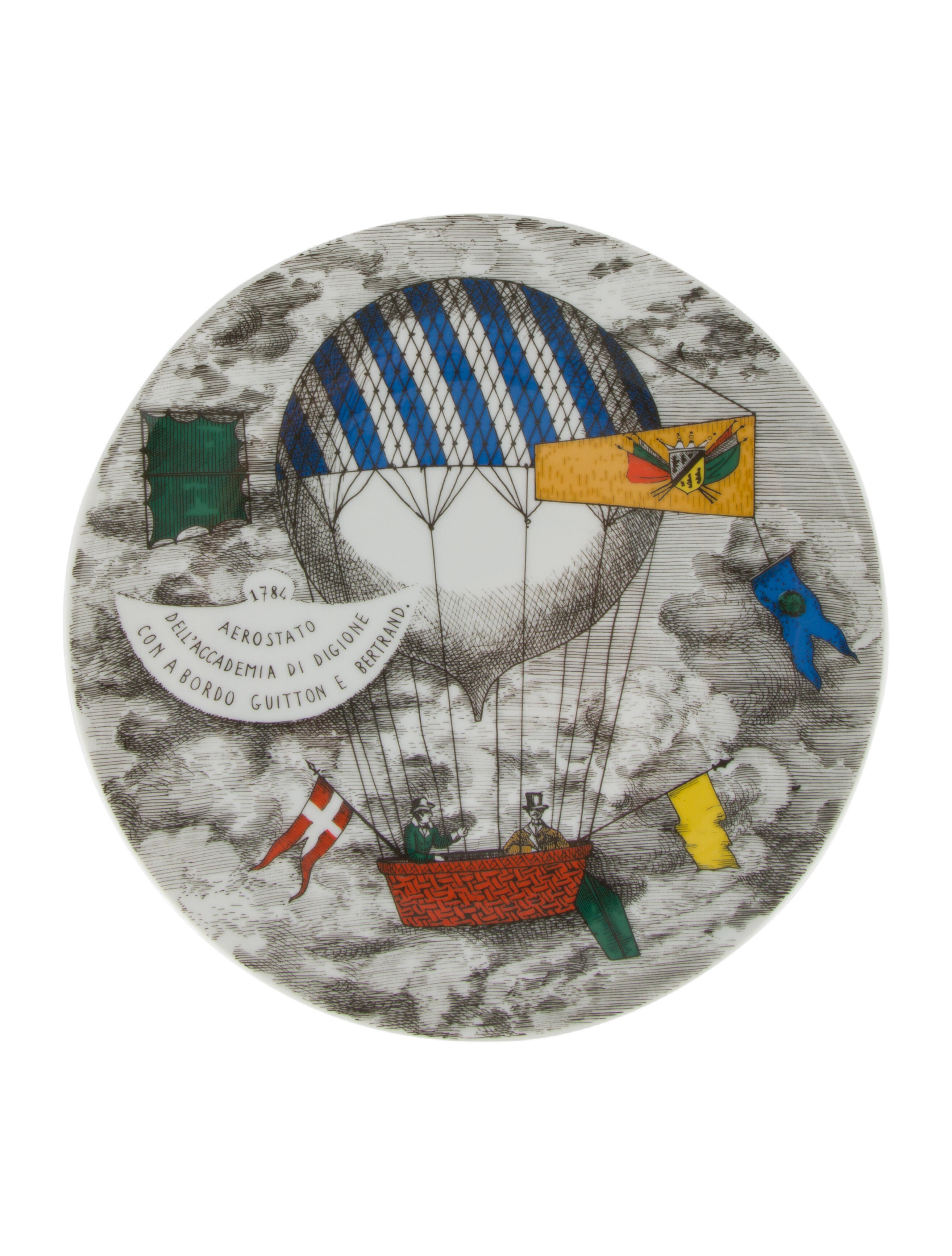 Fornasetti Hot Air Balloon Porcelain Plates - White Wall Decor, Decor ...