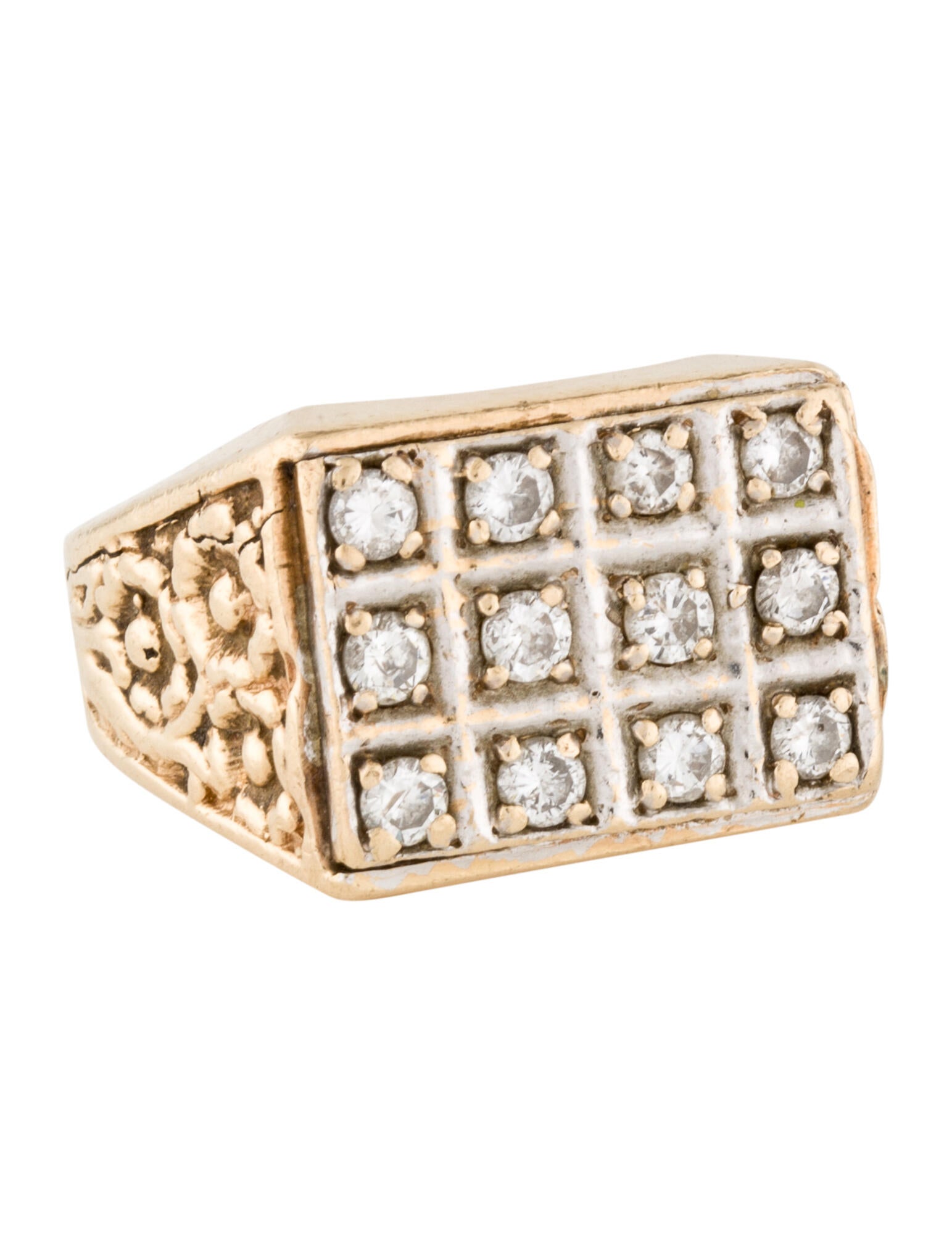 Ring 14K Diamond Signet Ring - Gold, 14K Yellow Gold Signet Ring, Rings ...