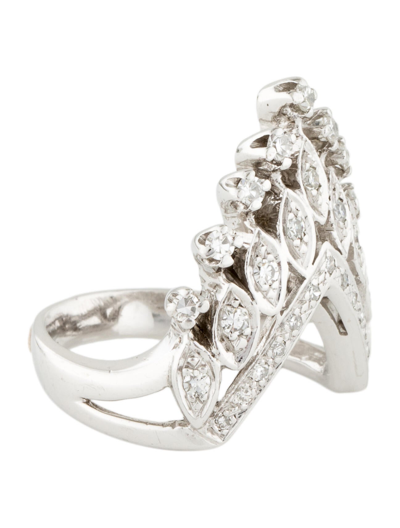 Ring 16K Diamond Cocktail Ring - 16K White Gold Cocktail Ring, Rings ...