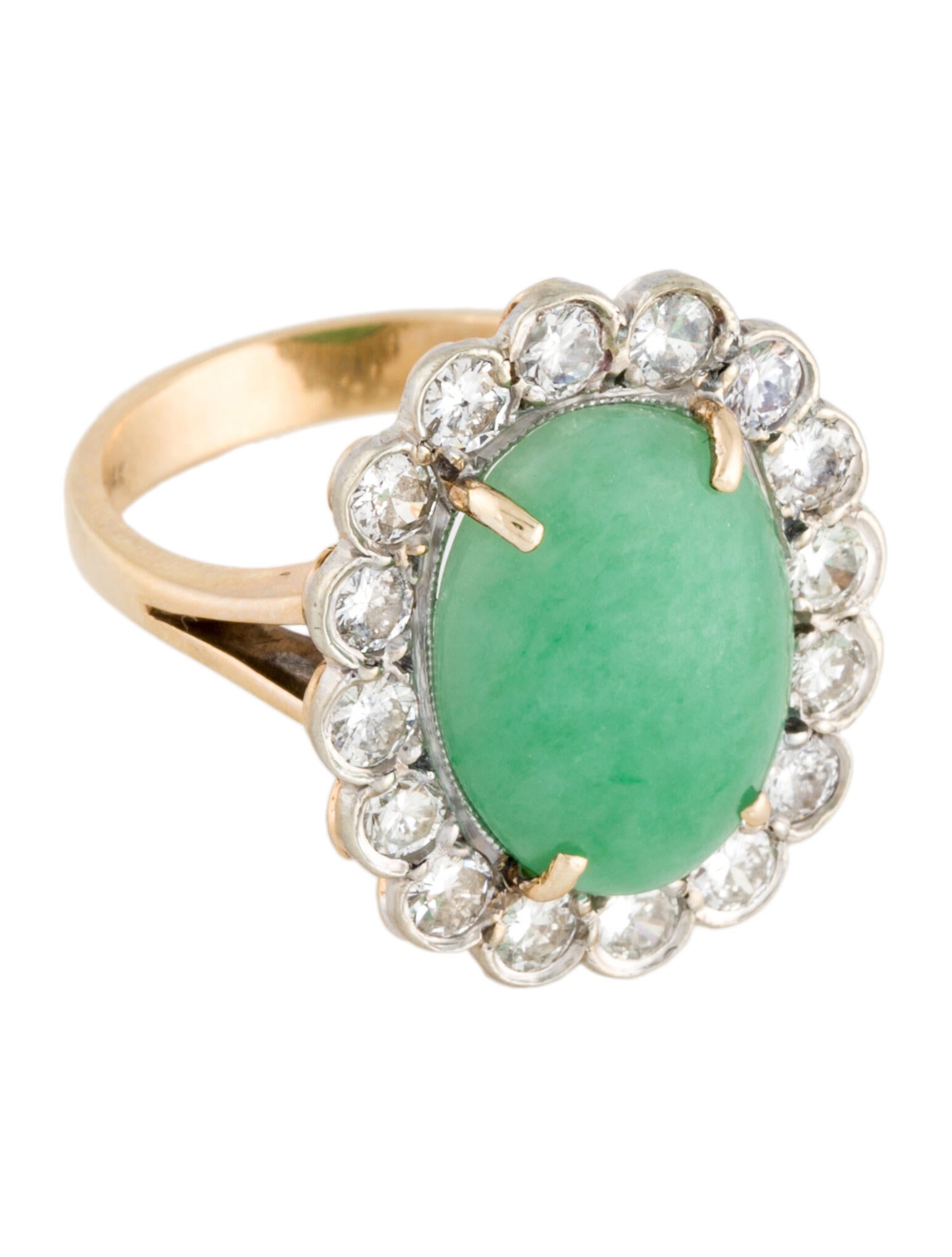 Ring 14K Dyed Jadeite & Diamond Cocktail Ring - Gold, 14K Yellow Gold ...